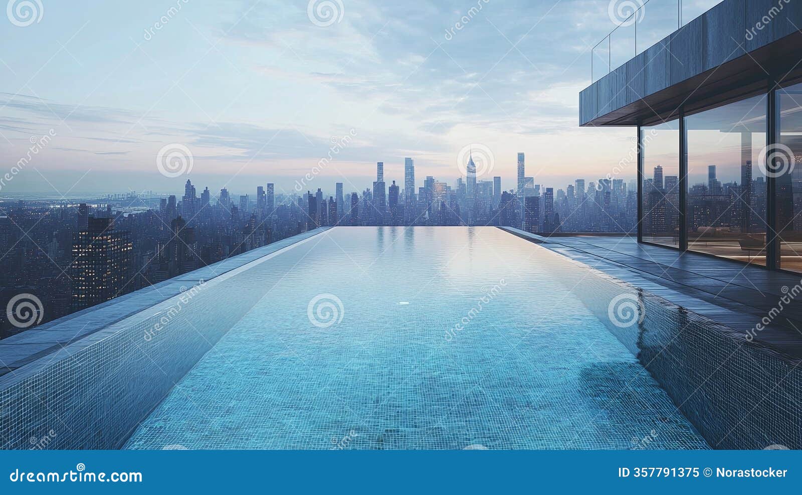 A Frameless Infinity Pool on a Rooftop, Reflecting the City Skyline ...