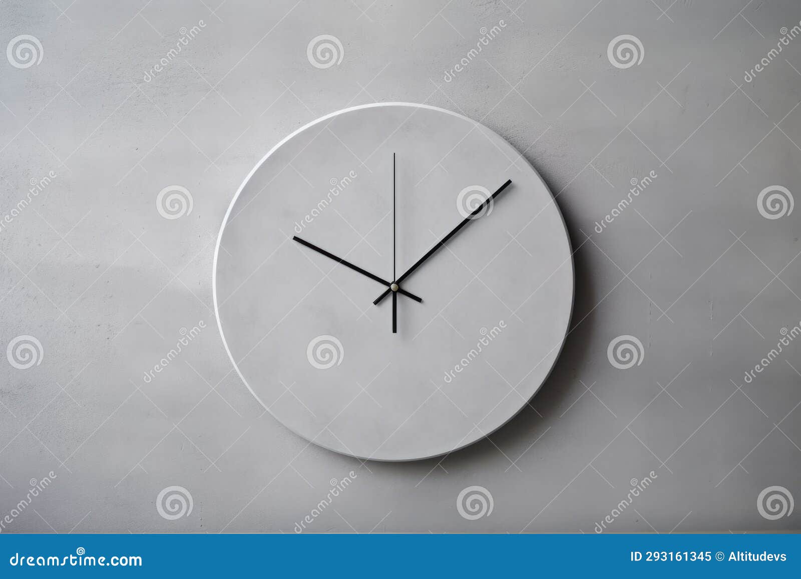 Frameless, Minimalistic Wall Clock on a Grey Concrete Wall Stock Image ...