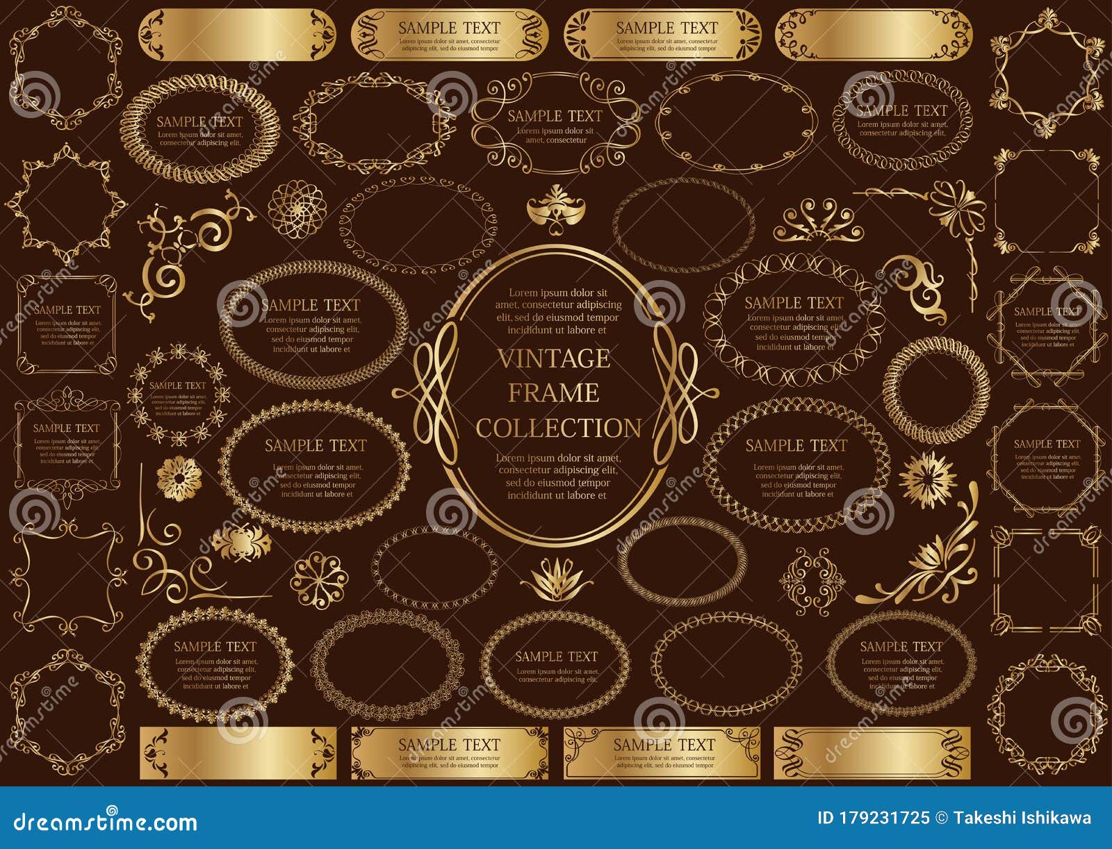 Set of Gold Decorative Vector Frames and Borders . Stock Vector - Illustration of template, copy ...