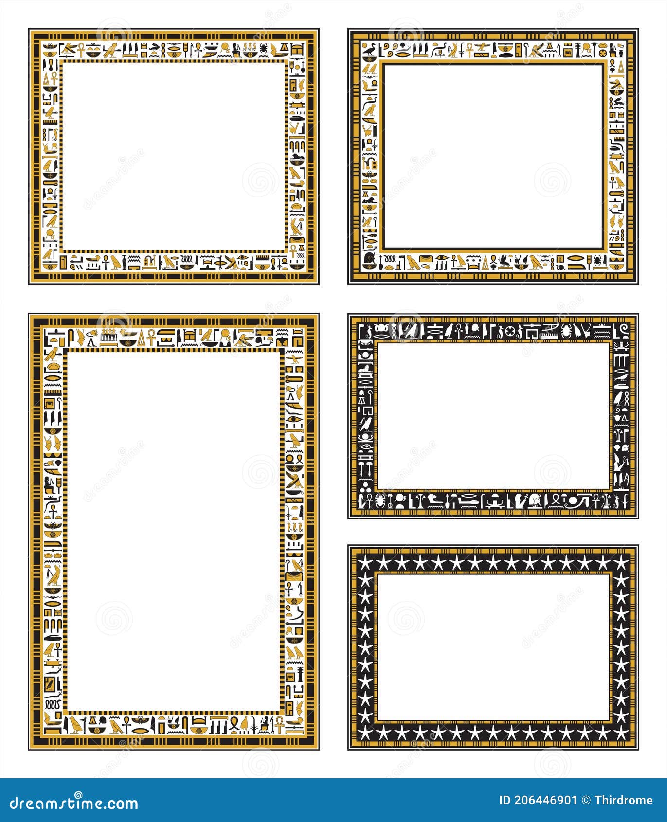 The Frames of Ancient Egyptian Motif Stock Vector - Illustration of ...