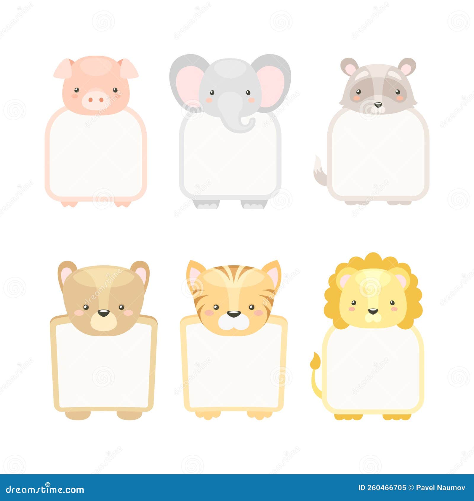 Frames with Animal Heads or Notebook Page for Notes Vector Set Stock ...