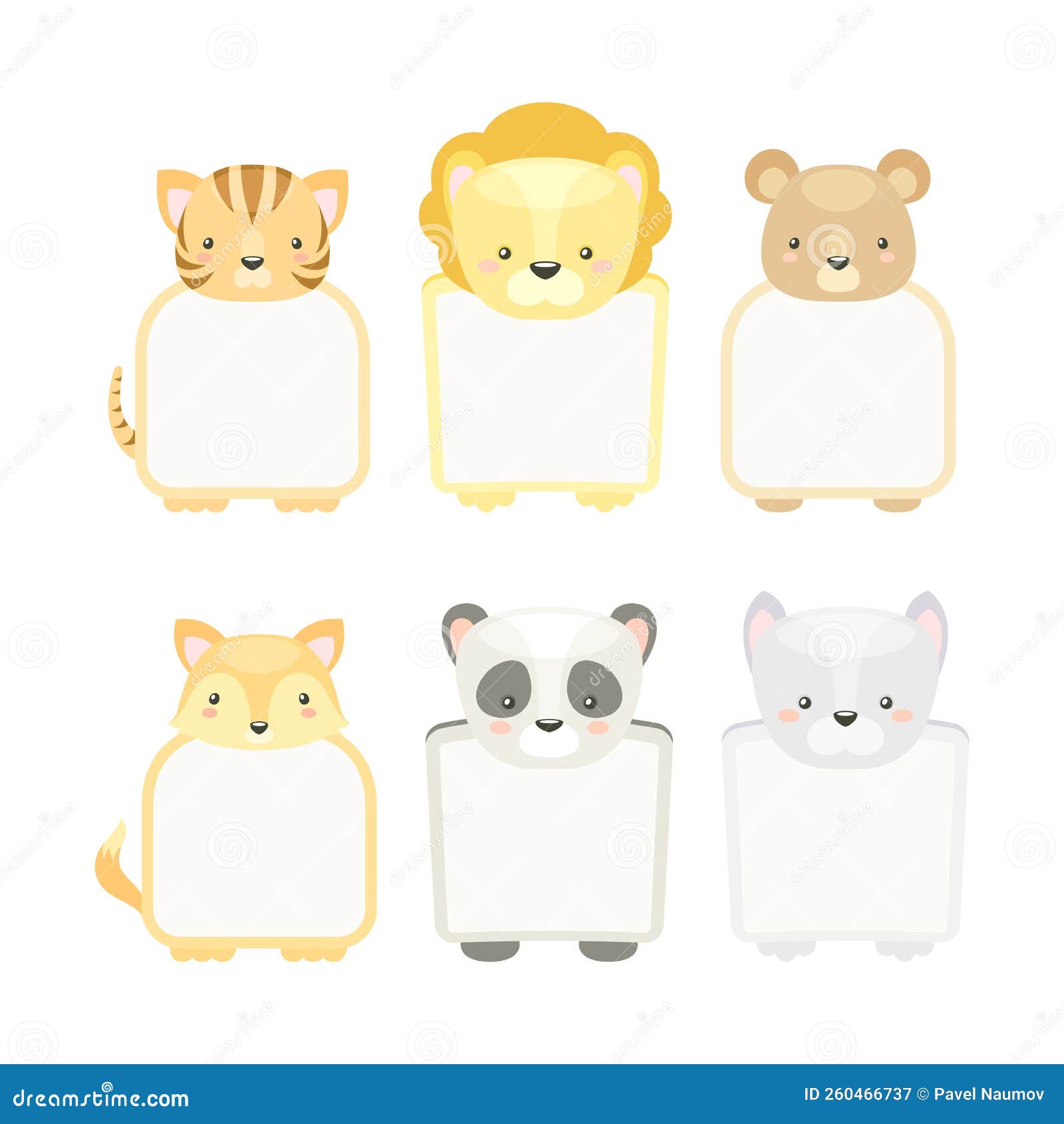 Frames with Animal Heads or Notebook Page for Notes Vector Set Stock ...