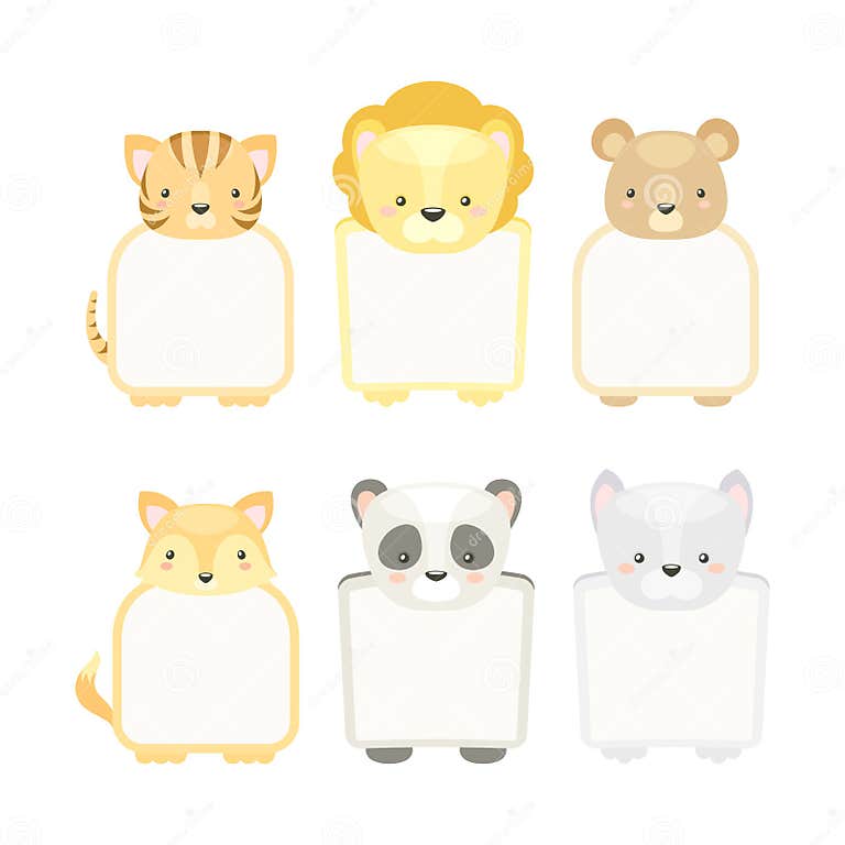 Frames with Animal Heads or Notebook Page for Notes Vector Set Stock ...