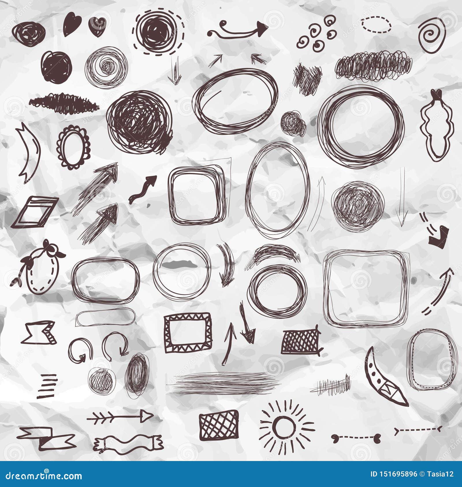 Frames, Arrows and Design Elements Set on the Paper Texture. Vector ...