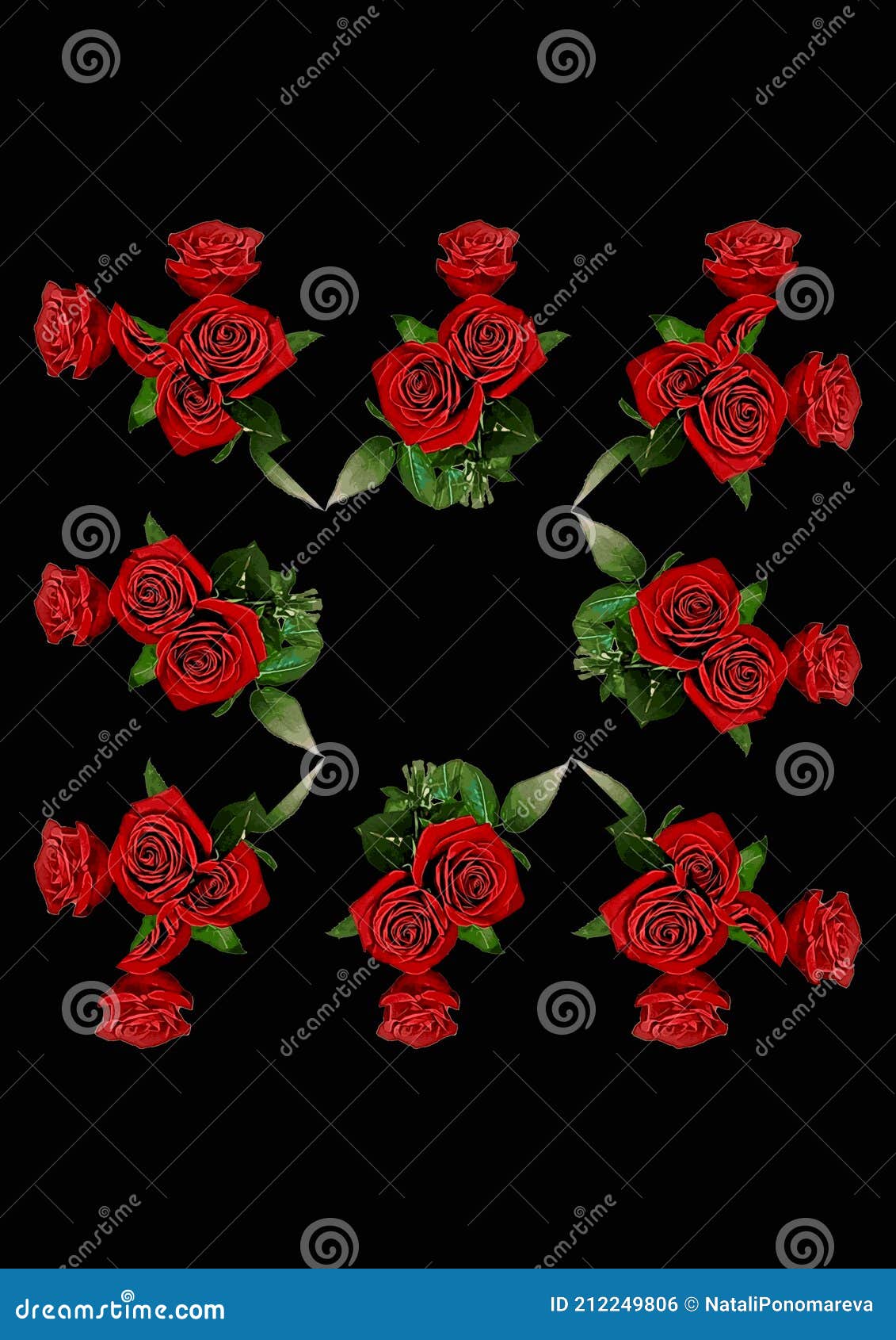 Frames - A Bouquet Of Three Red Roses. Flowers On The Black Background ...