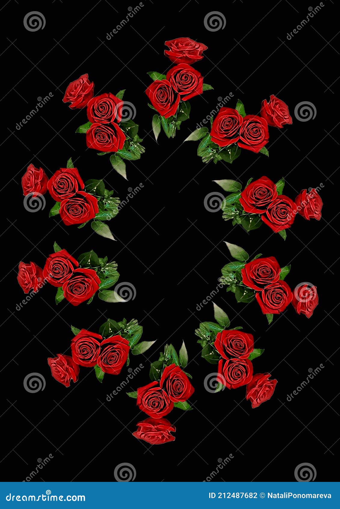Frames - A Bouquet Of Three Red Roses. Flowers On The Black Background ...