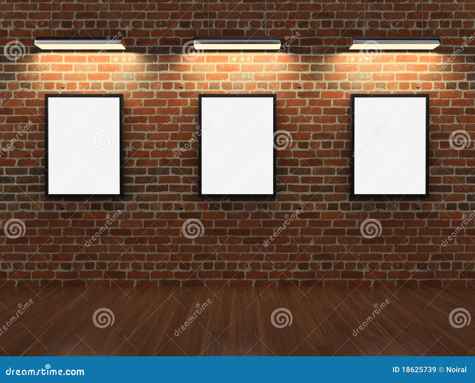 Frames on brick wall stock illustration. Illustration of hall - 18625739