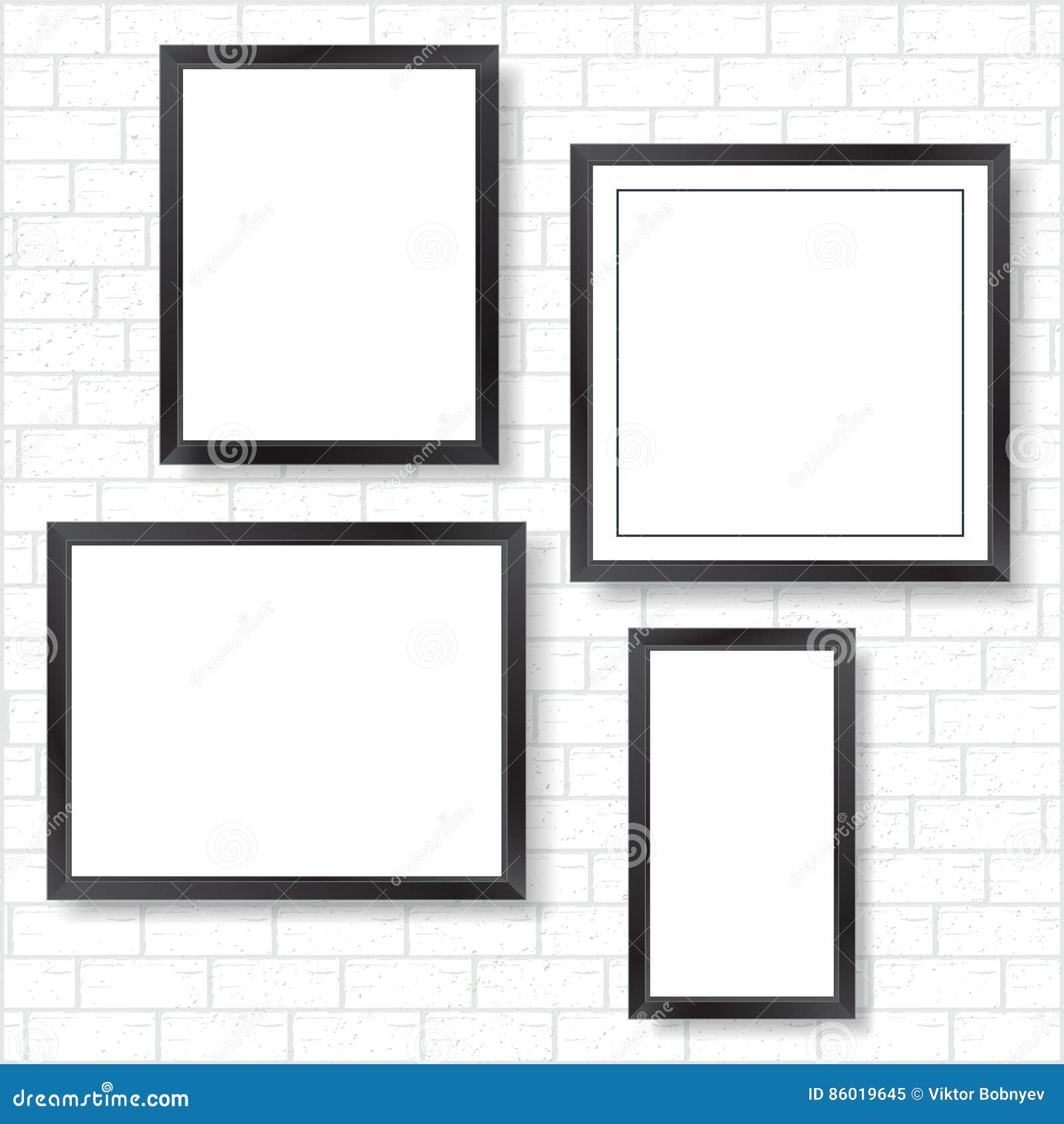 Frames on bricks wall stock vector. Illustration of poster - 86019645