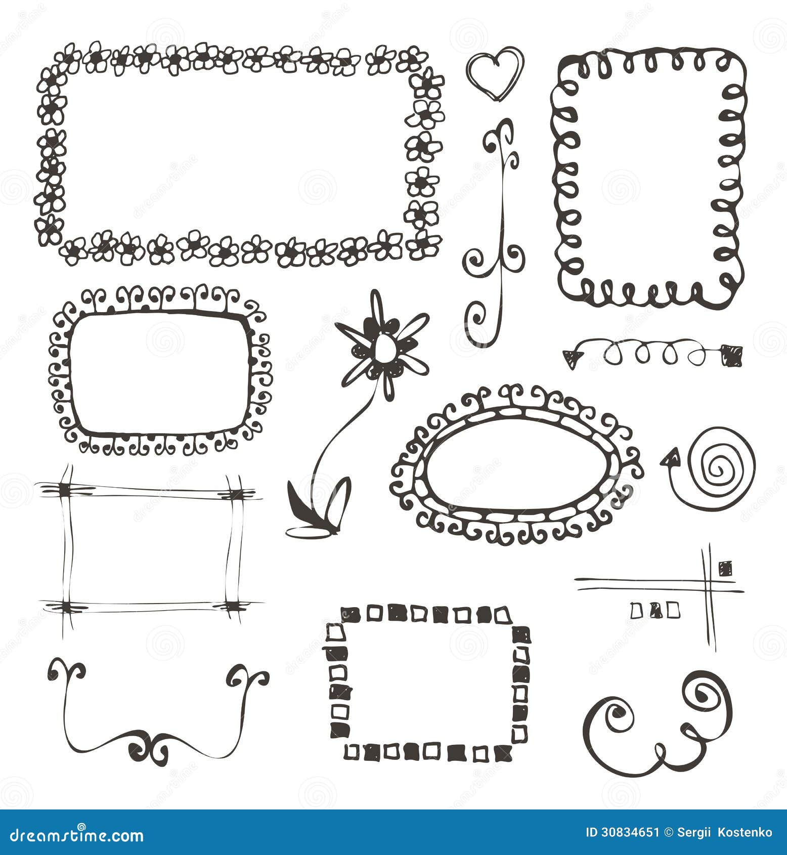 Frames and Design Elements Collection Hand Drawn Stock Vector ...