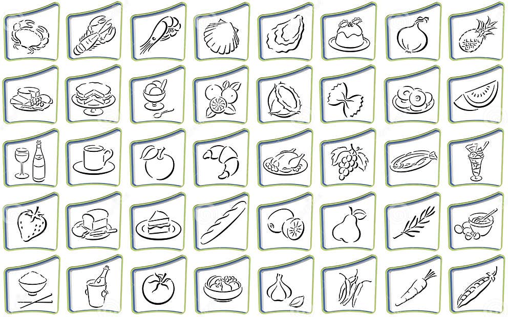 Frames with food symbols stock vector. Illustration of cook - 6137928
