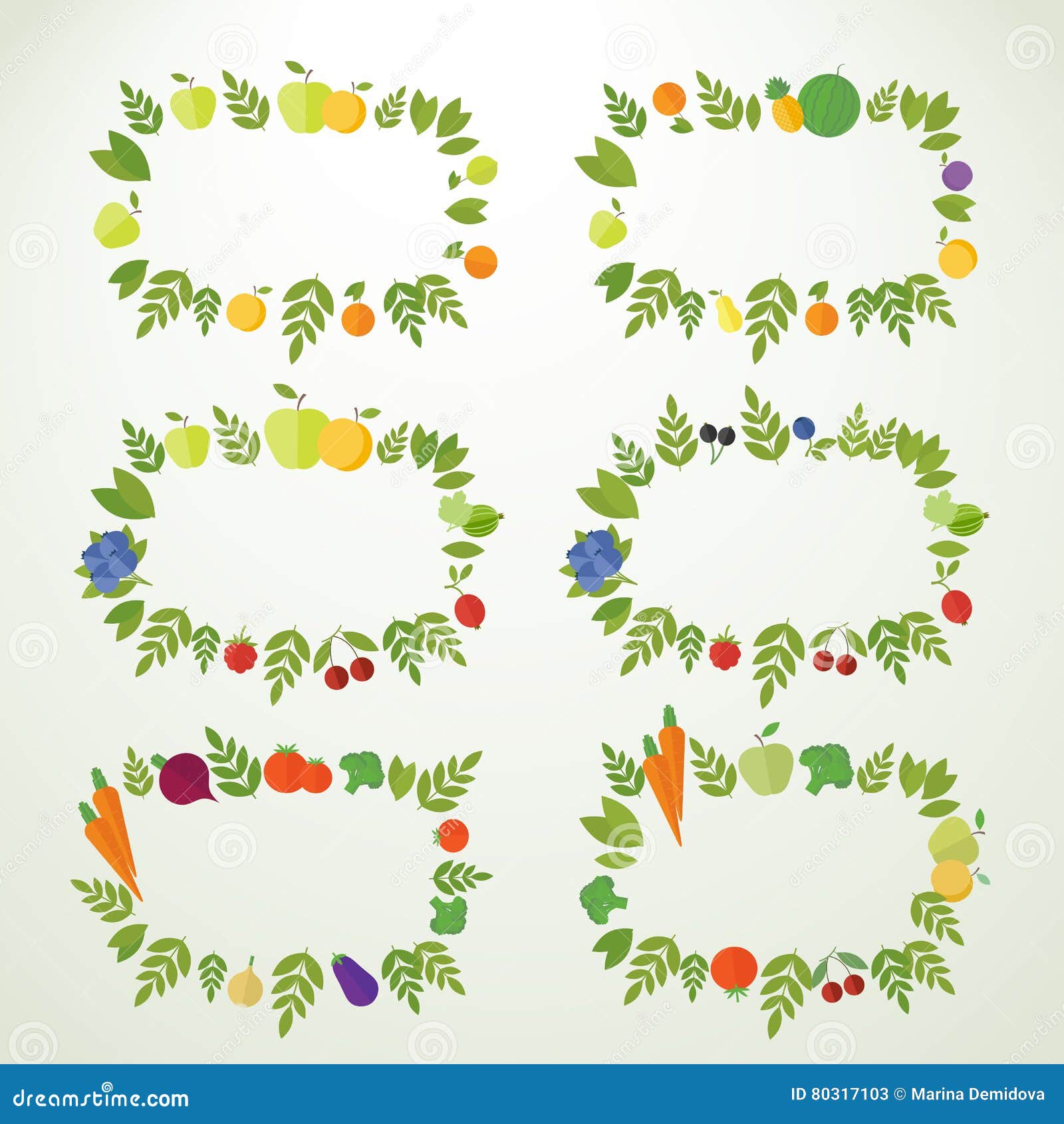 Frames with Fruits and Vegetables Stock Illustration - Illustration of ...