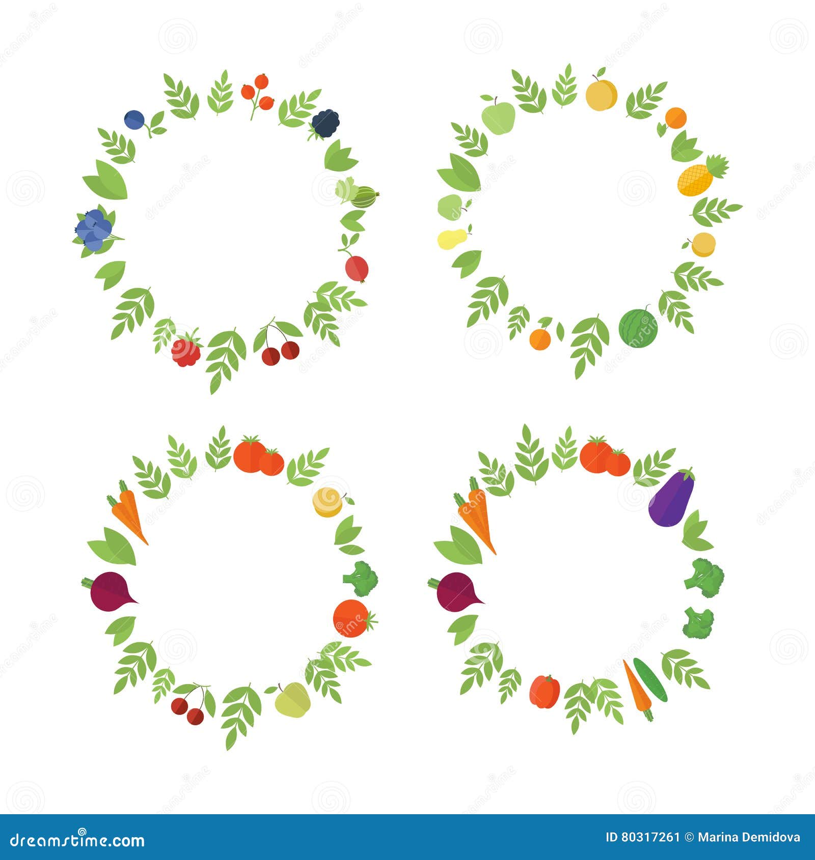Frames with Fruits and Vegetables Stock Illustration - Illustration of ...