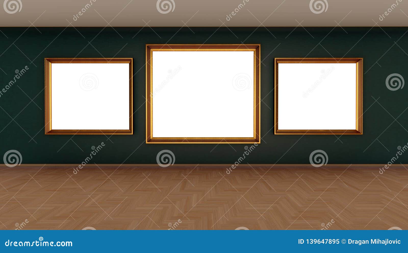 Frames on the gallery wall stock illustration. Illustration of modern ...
