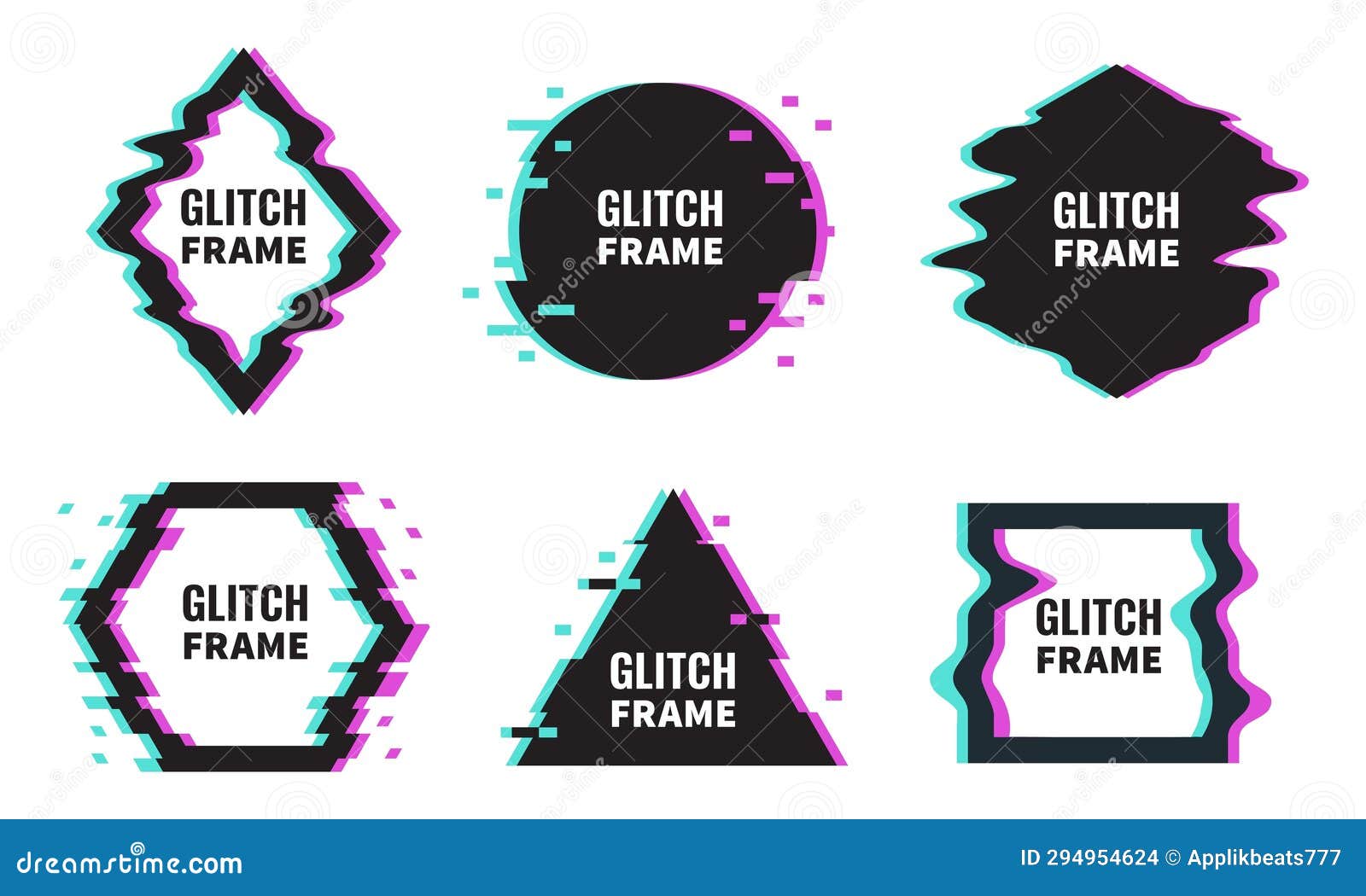Frames Glitch. Graphics Distorted with Abstract Offset Effects Stock ...