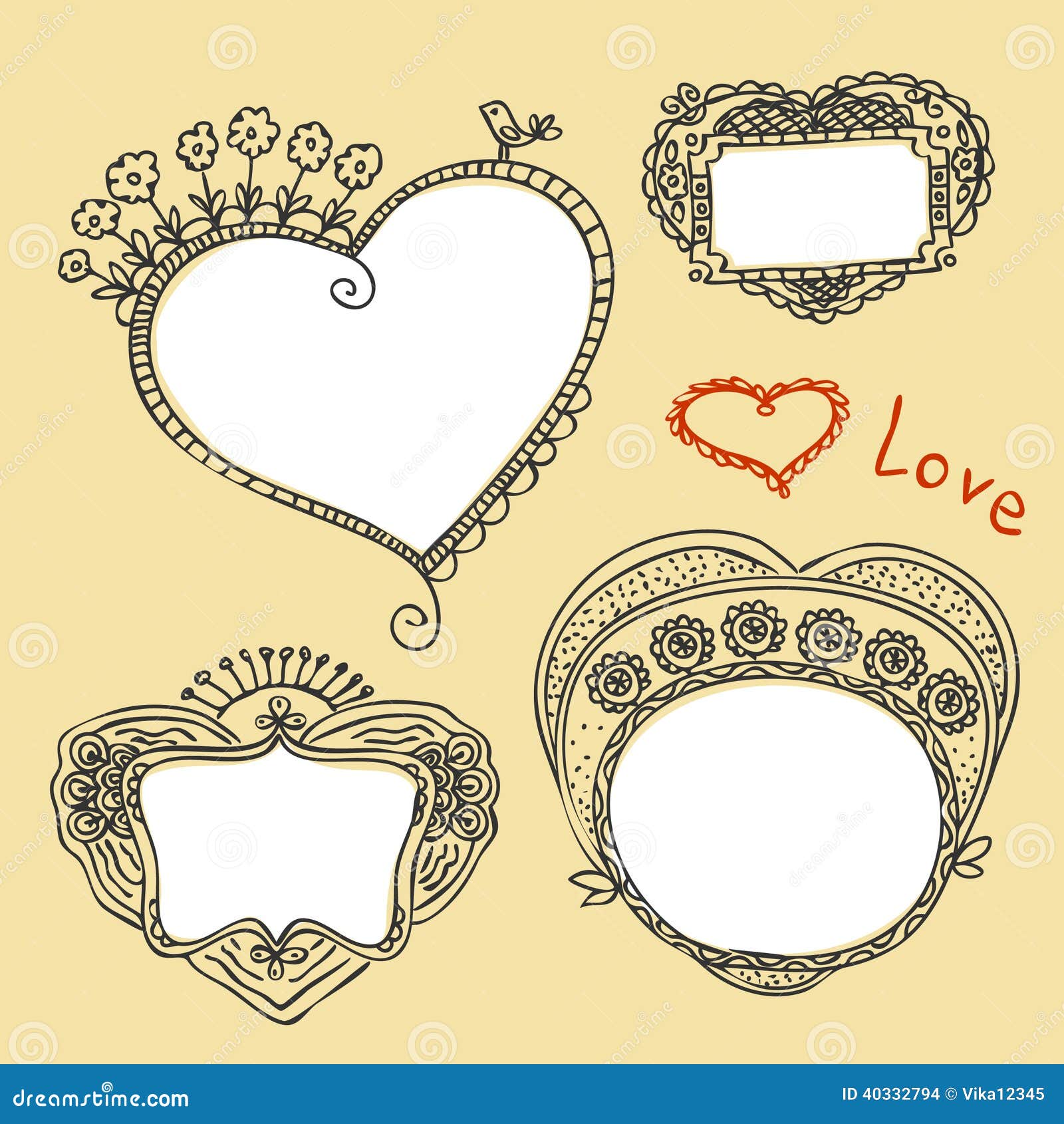 Frames heart shape stock vector. Illustration of shape - 40332794