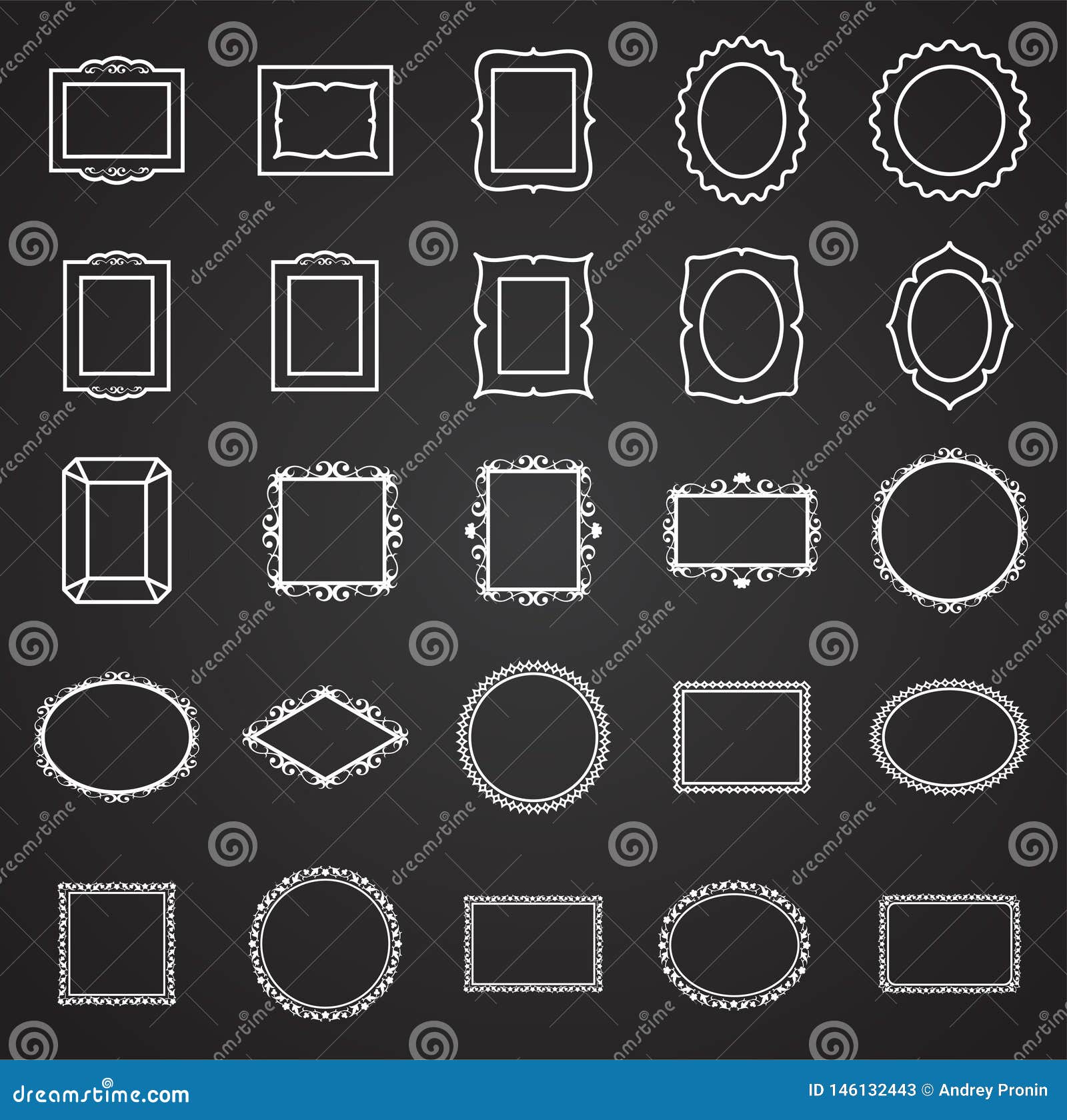Frames Icons Set on Black Background for Graphic and Web Design. Simple ...