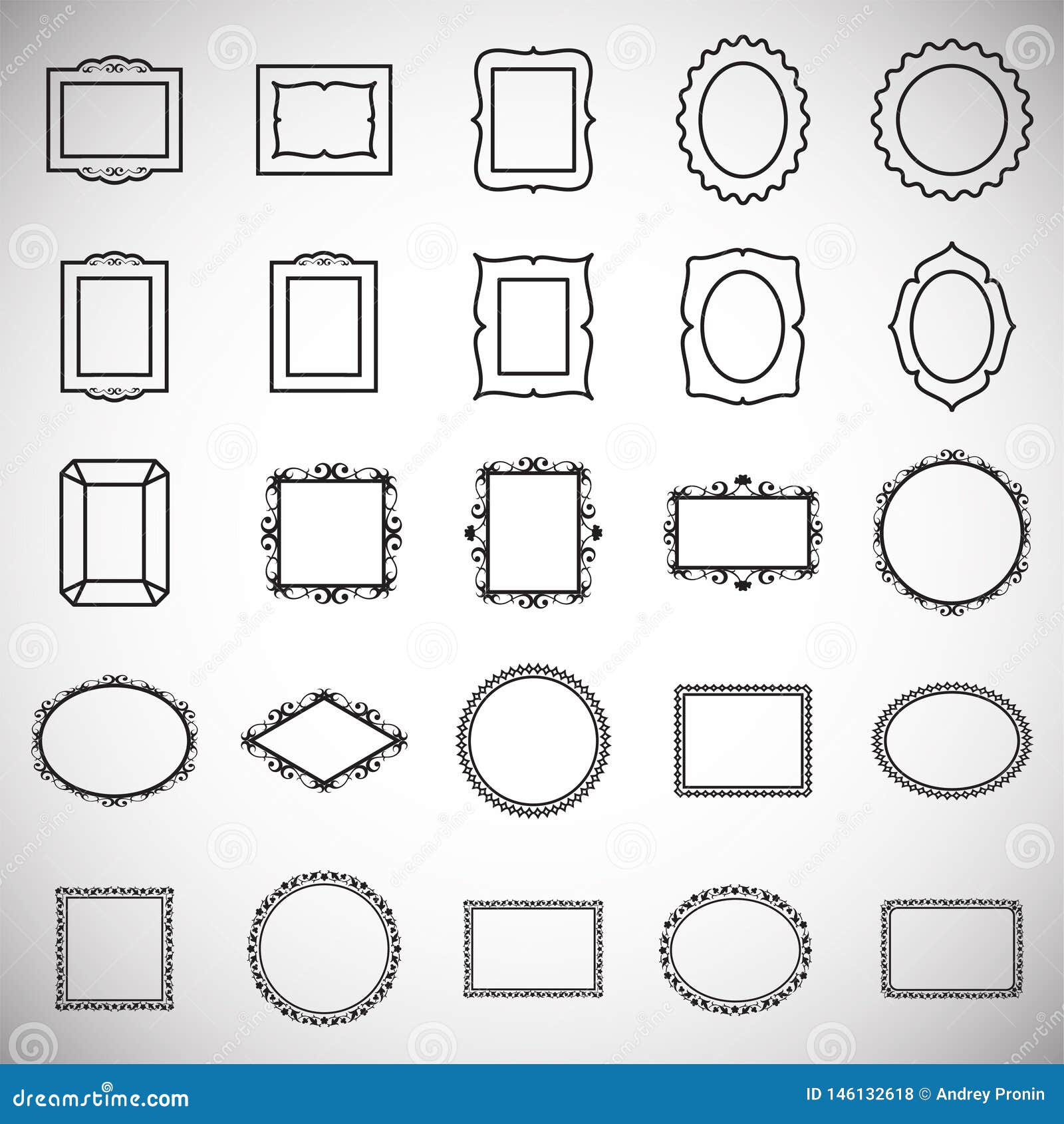Frames Icons Set on White Background for Graphic and Web Design. Simple ...