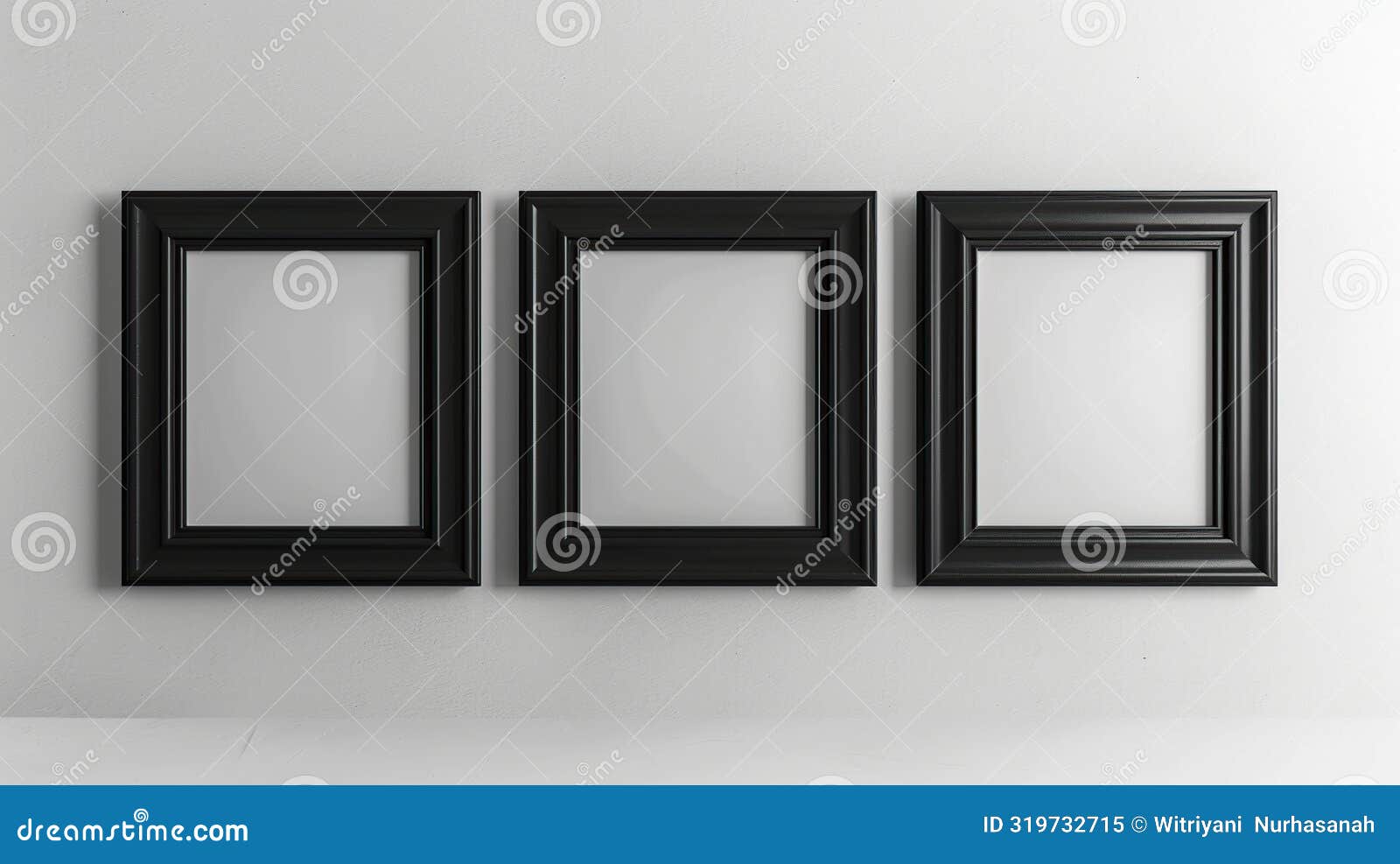 Frames Isolated on White, Realistic Square Black Frames Mockup ...