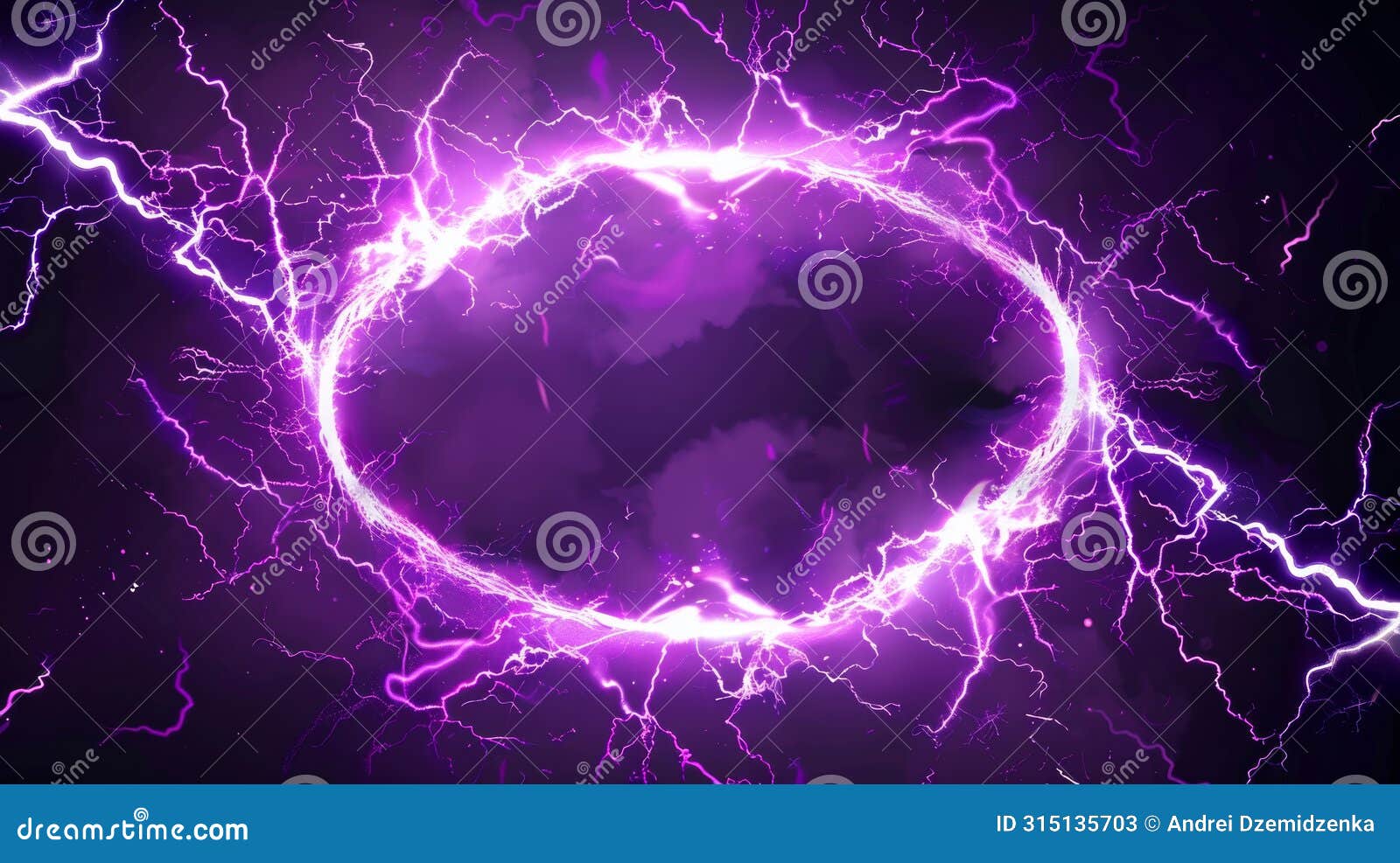 Frames with Lightning, Purple Thunderbolts with Rectangular and Round ...