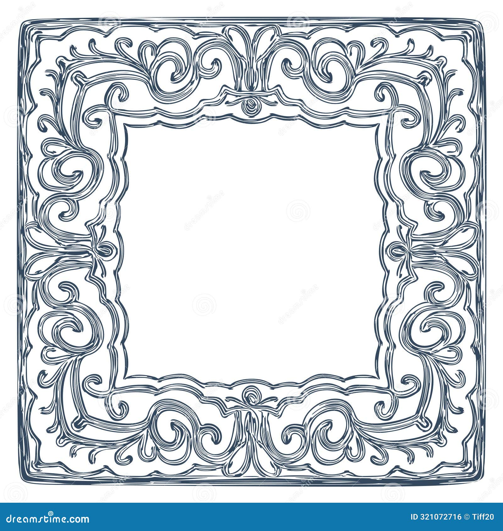 Frames in the Old Style. Retro Hand-drawn Illustration Stock ...