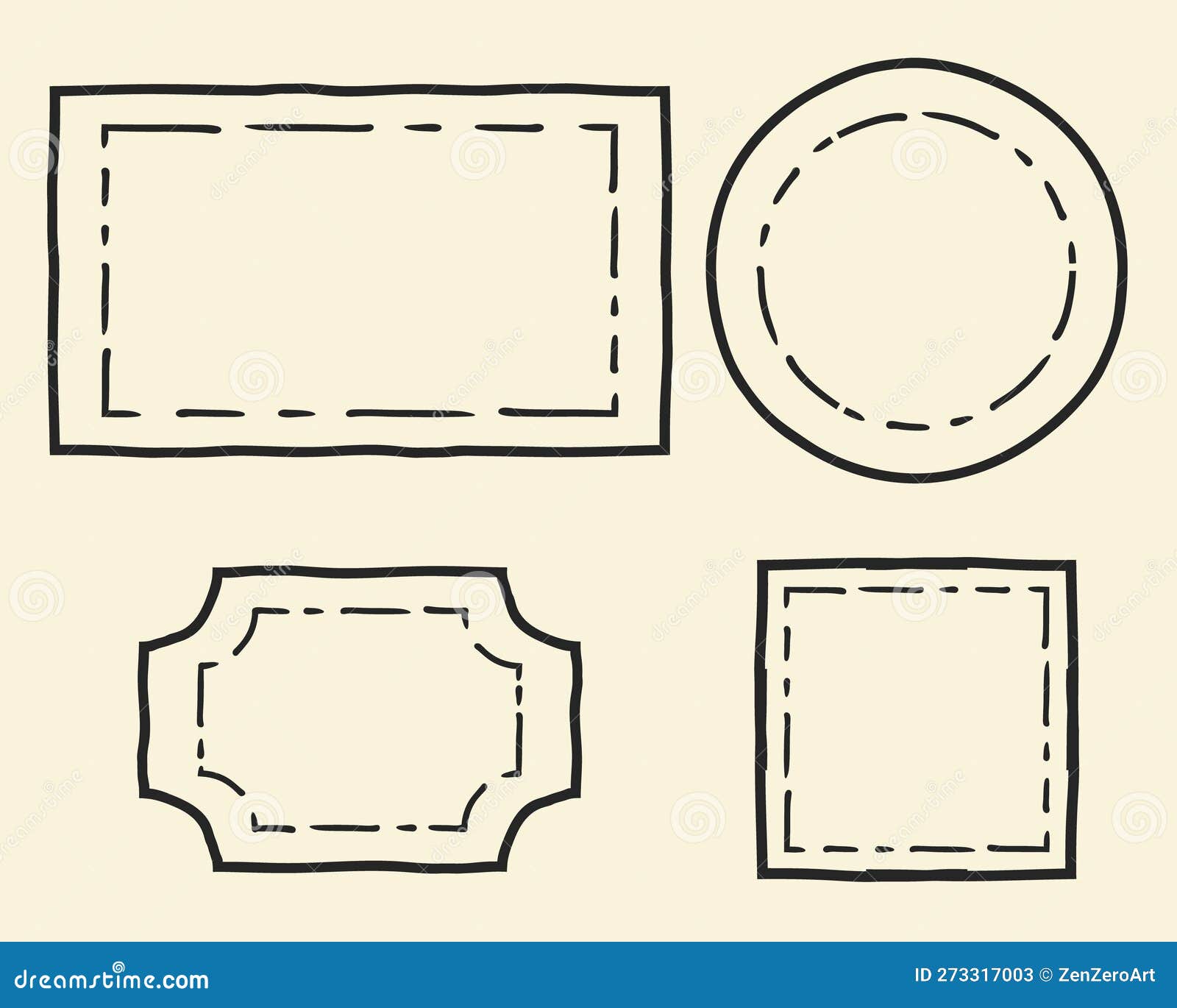 Frames Outline Set. Hand Drawn Decorative Doodle Black Ink Brush Stroke ...