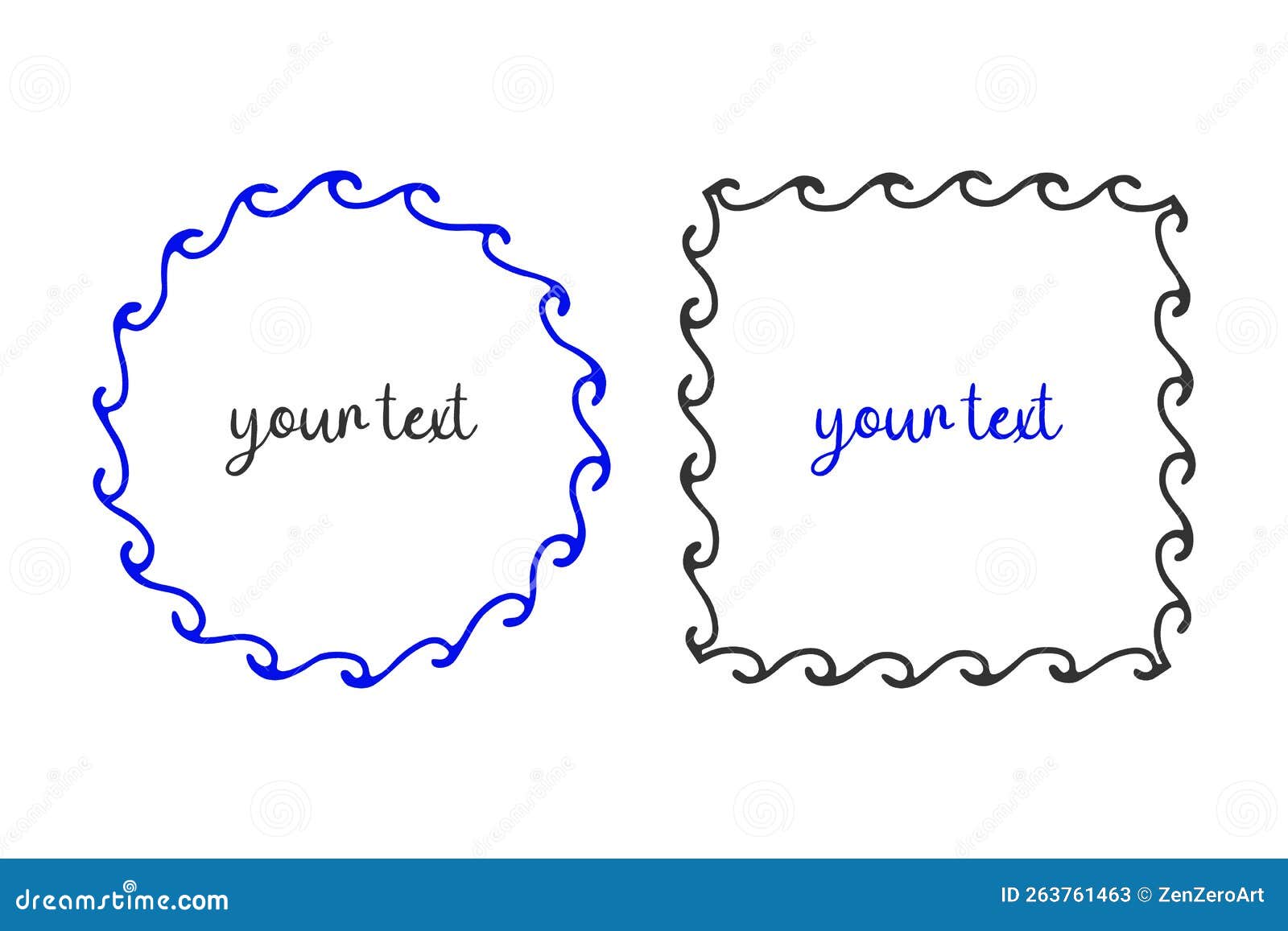Frames Outline Set. Hand Drawn Decorative Doodle Brush Stroke Borders ...