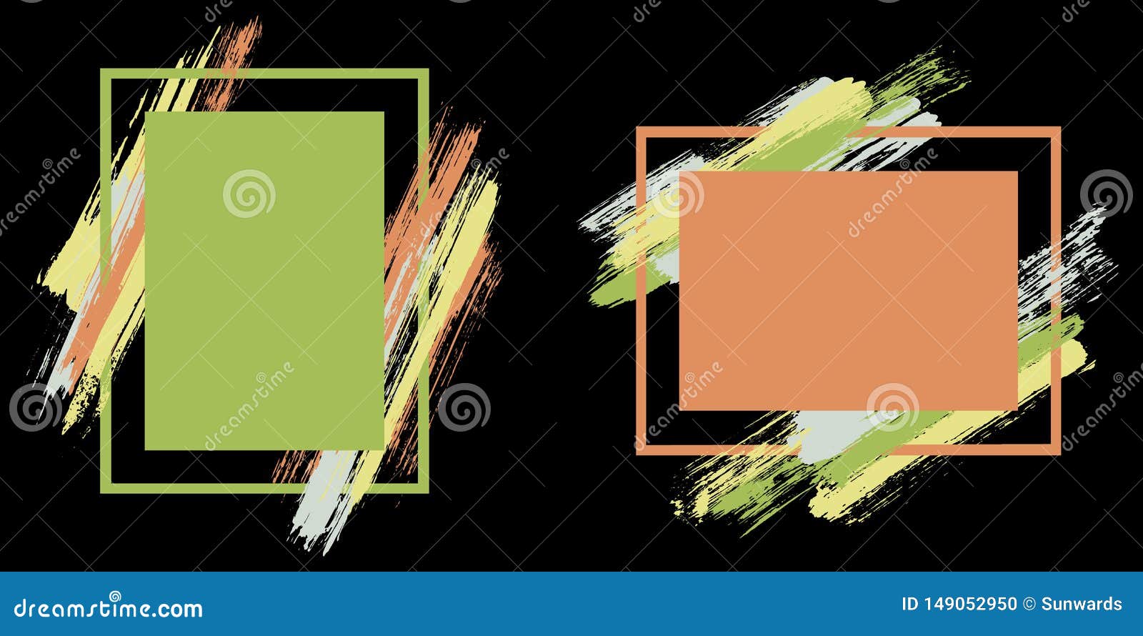Frames with Paint Brush Strokes Vector Set. Stock Vector - Illustration ...