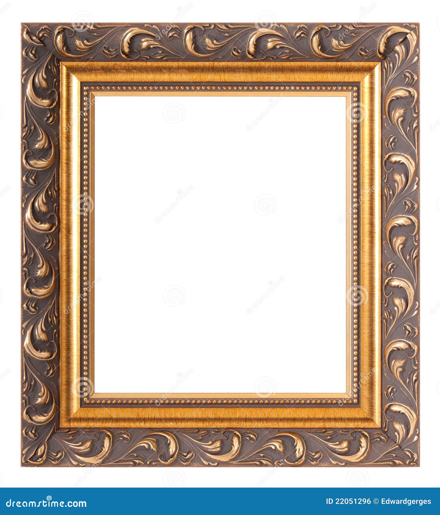 Empty gold museum frames stock photo. Image of ornament - 22051296