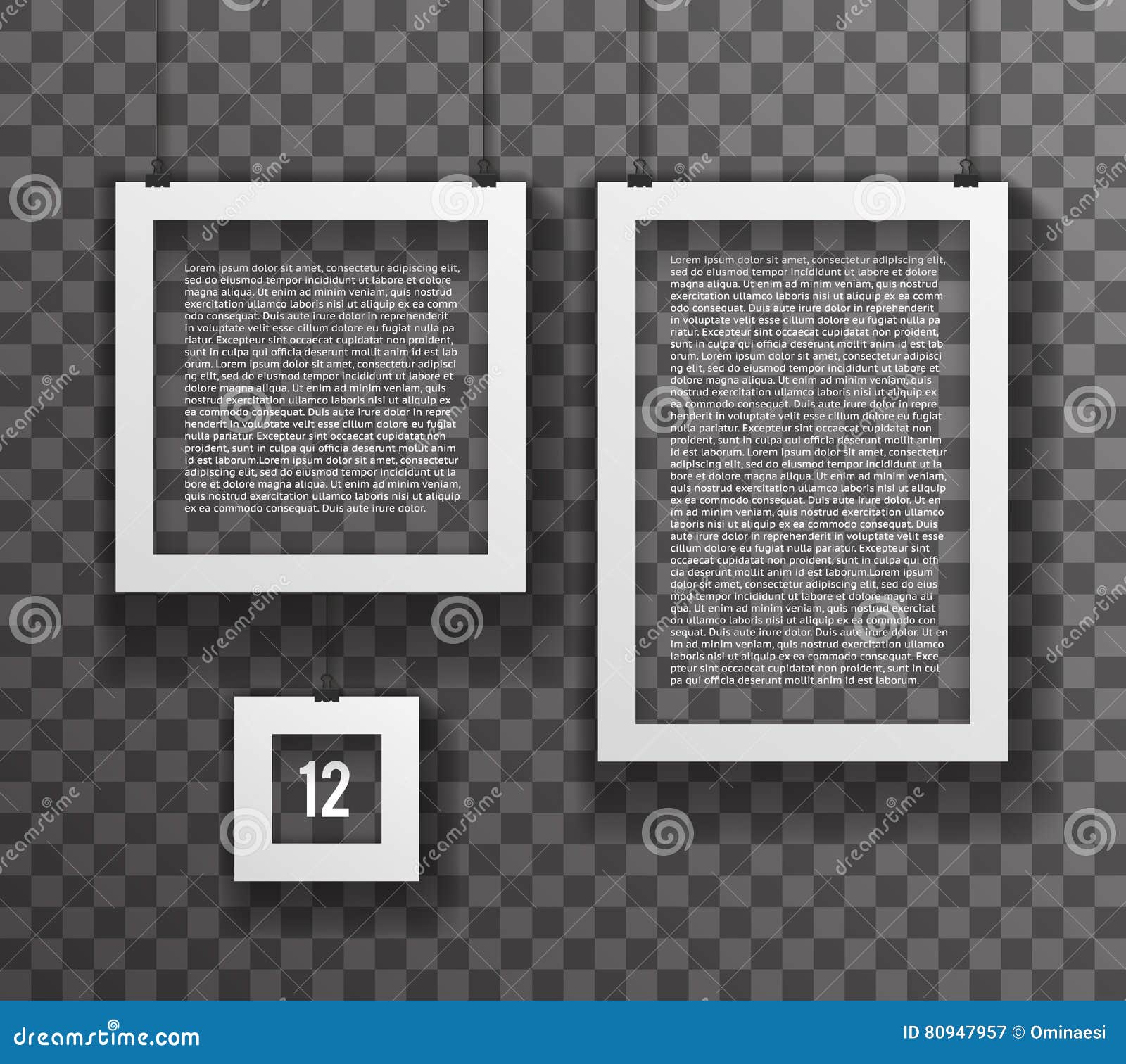 Frames Paper Big Little Realistic Text Poster Icon Set Template Cartoon ...