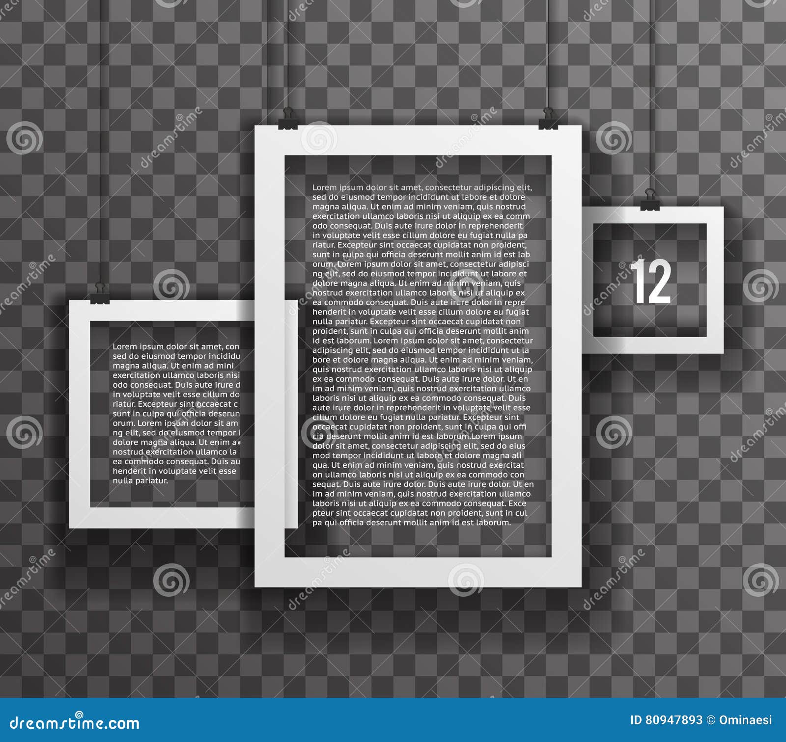 Frames Paper Big Little Realistic Text Poster Icon Set Template Cartoon ...