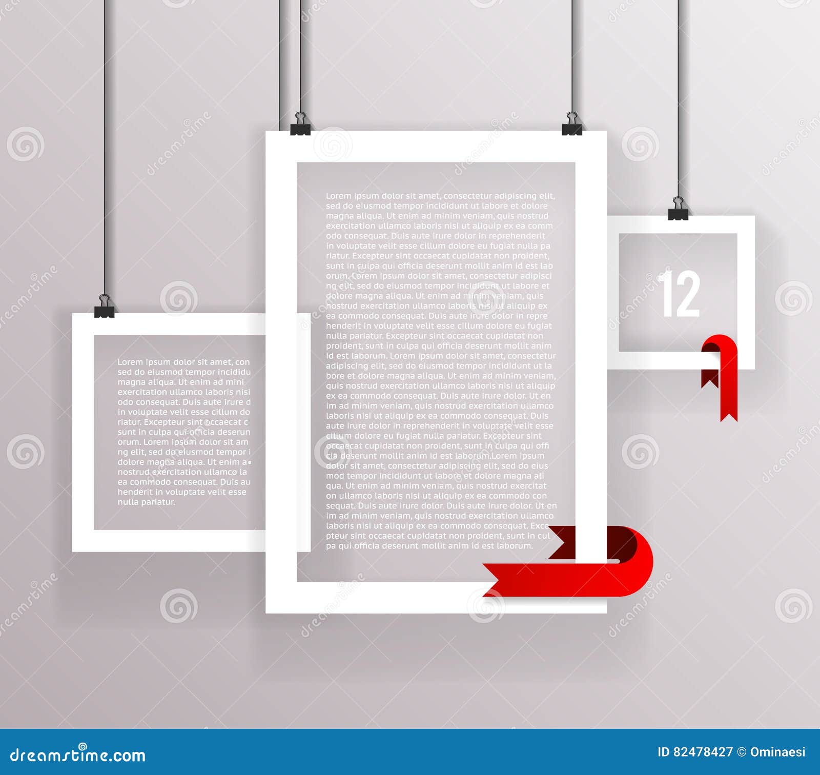 Frames Paper Big Little Realistic Text Poster Icon Set Template Cartoon ...