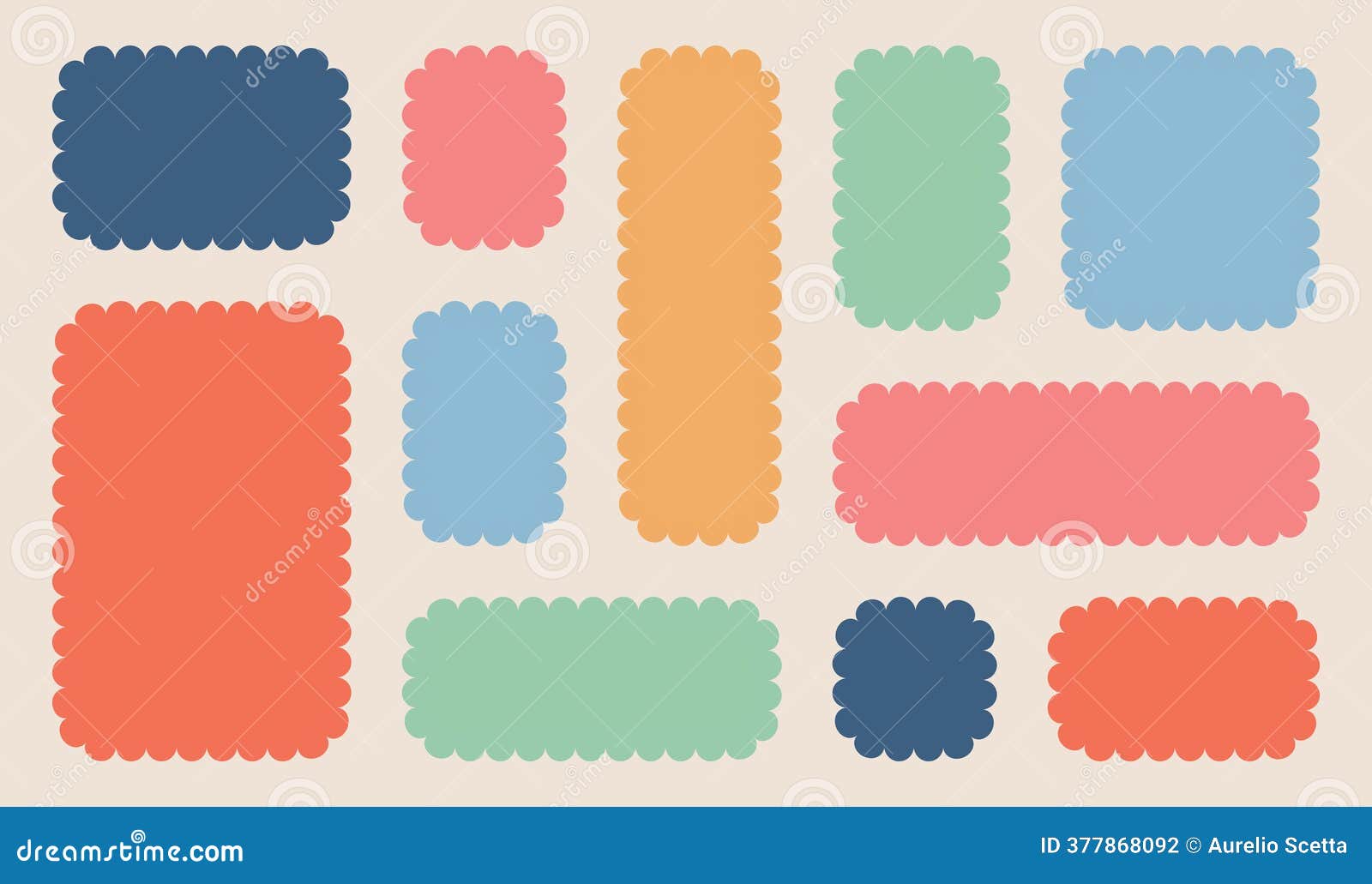 Frames Scalloped Vector Corrugated Grid Rectangle Shapes Set ...