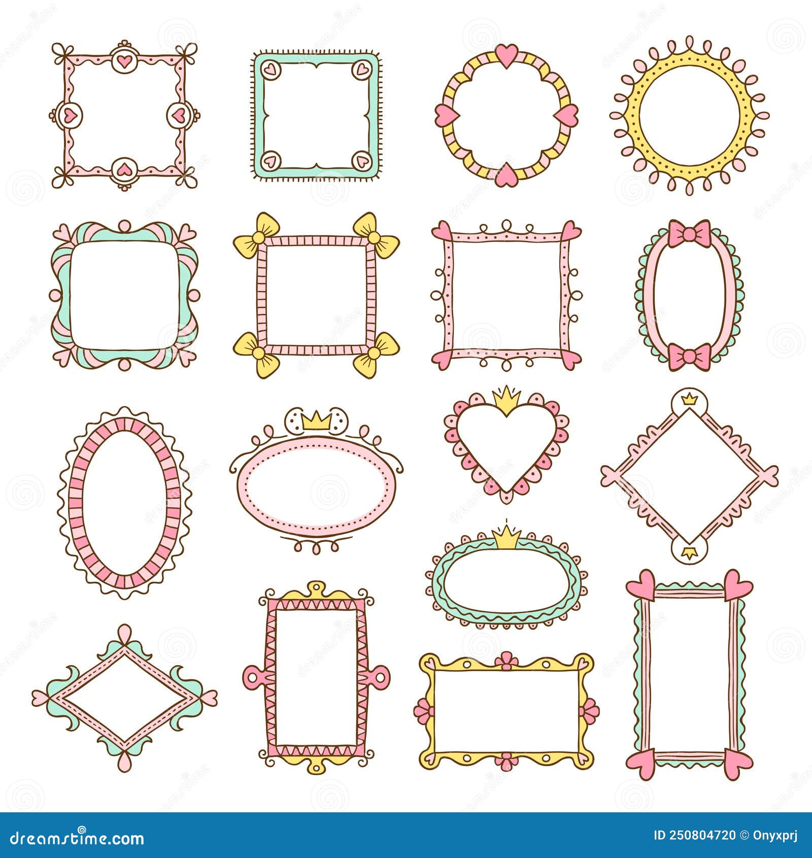 Frames Templates. Cute Decorative Sketchy Geometrical Frames for Photos ...