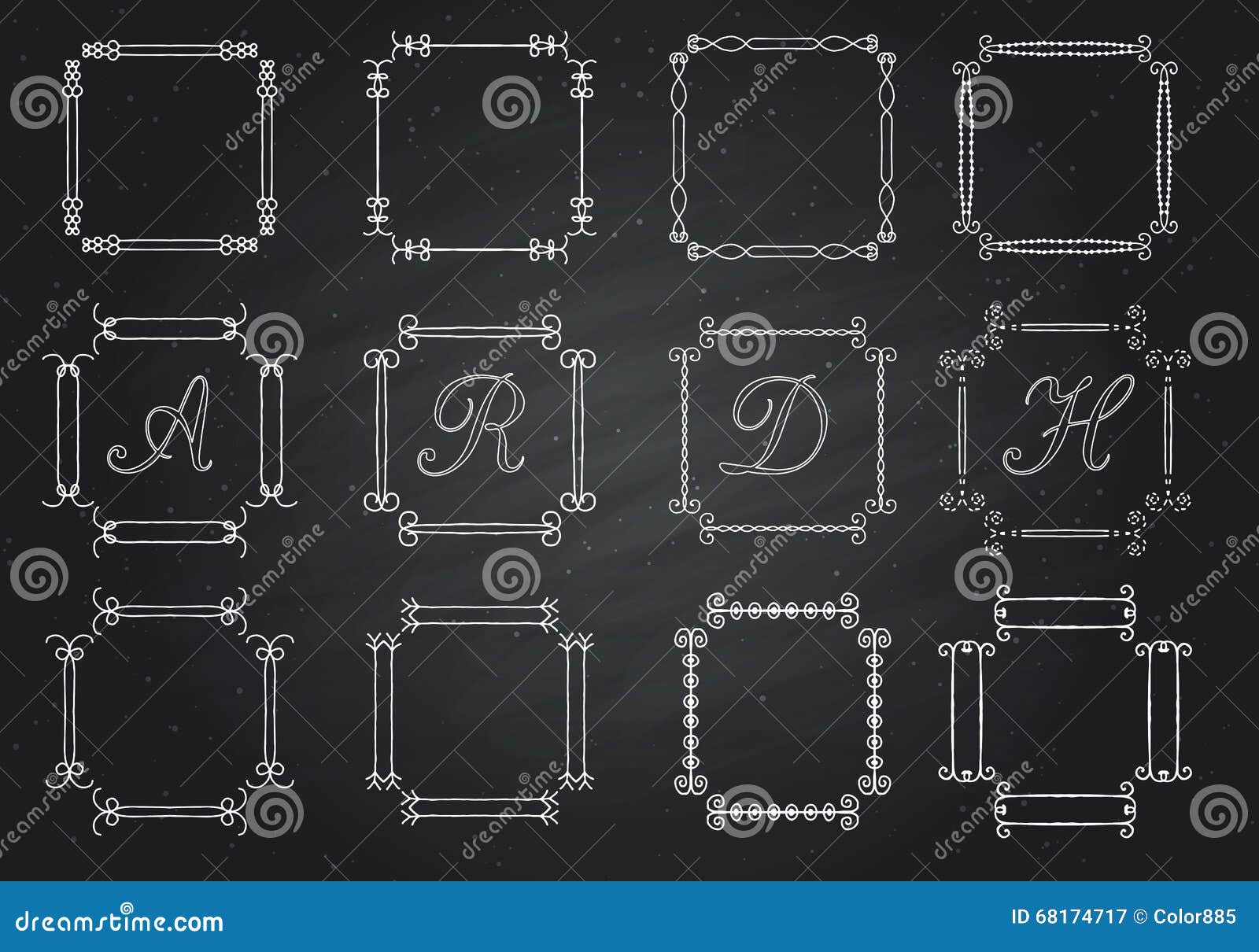 Frames for Text Hand-drawn. Monogram Stock Vector - Illustration of ...
