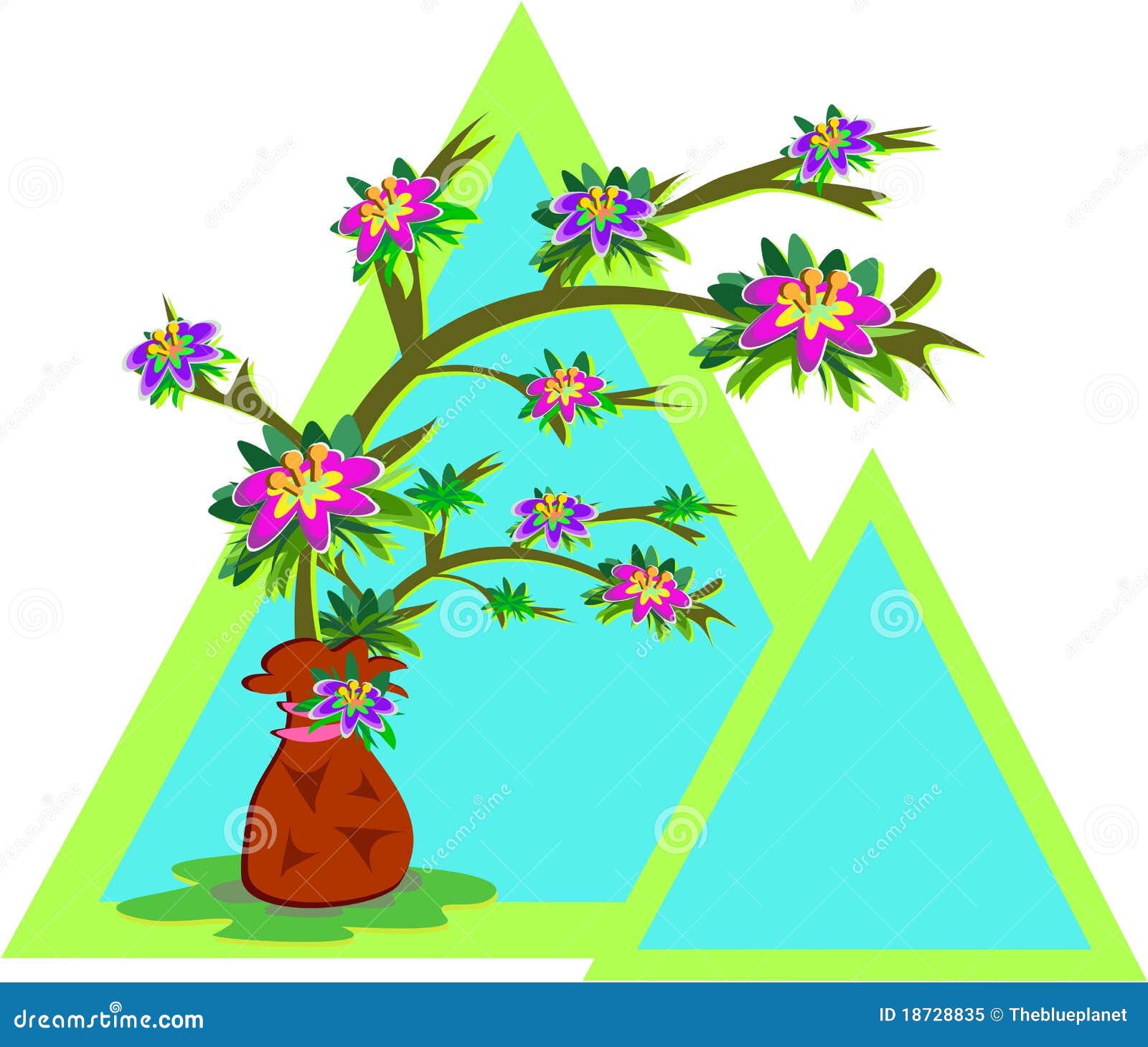 Frames of Triangles and Potted Flower Plant Stock Vector - Illustration ...