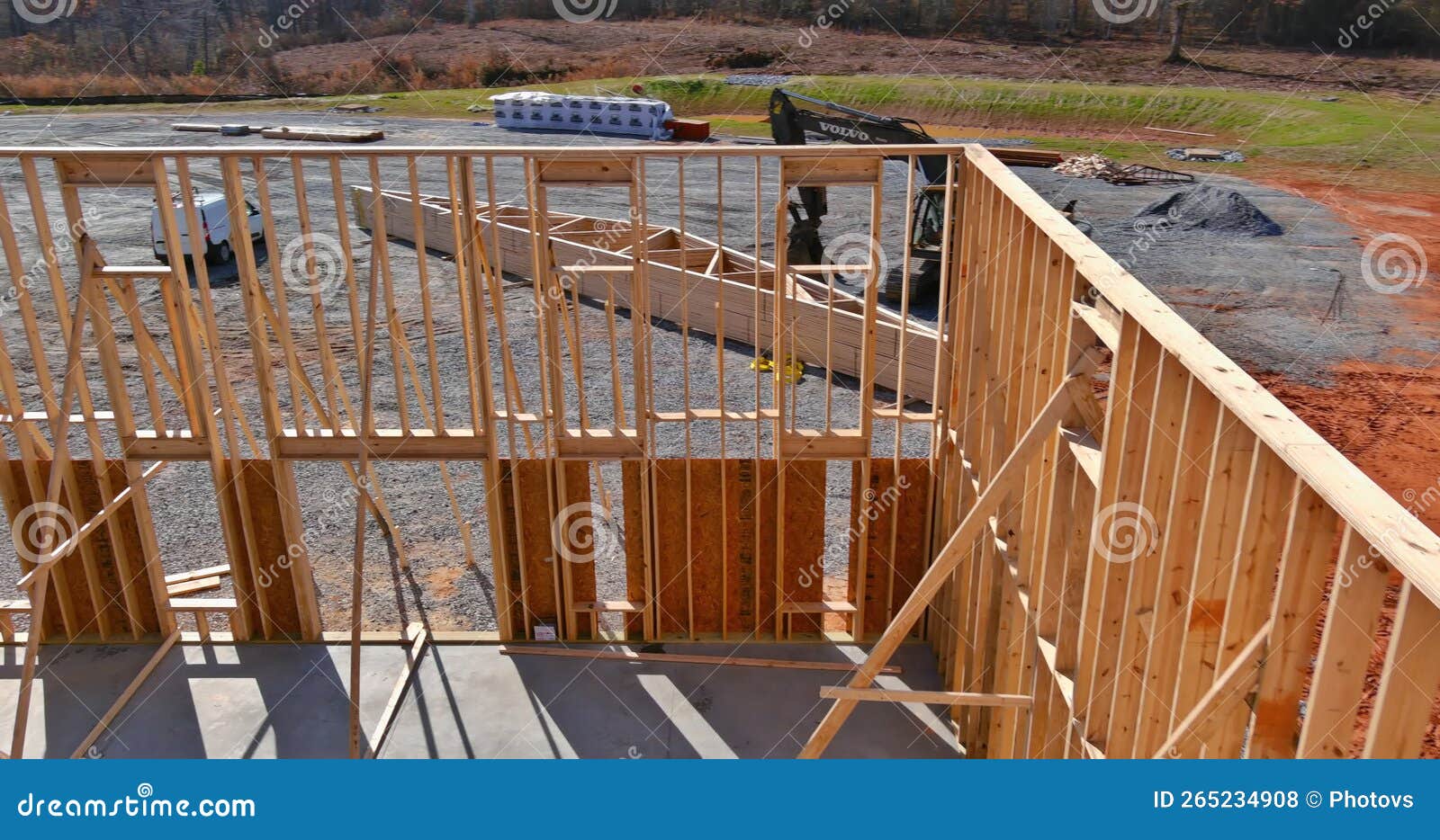 A Framework Beams of Under Construction New House Being Built in the ...