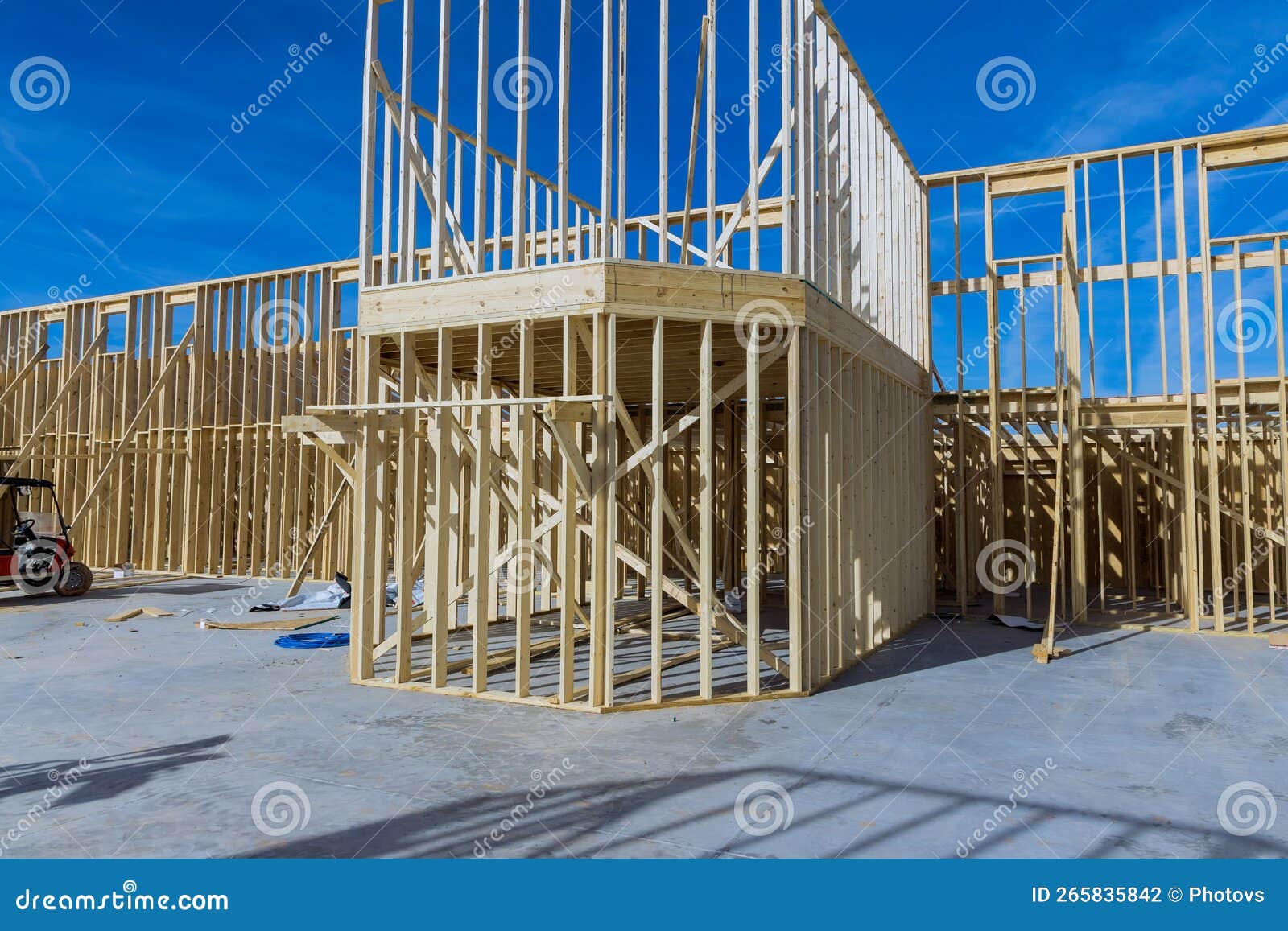 A Framework Beams of Under Construction New House Being Built in the ...