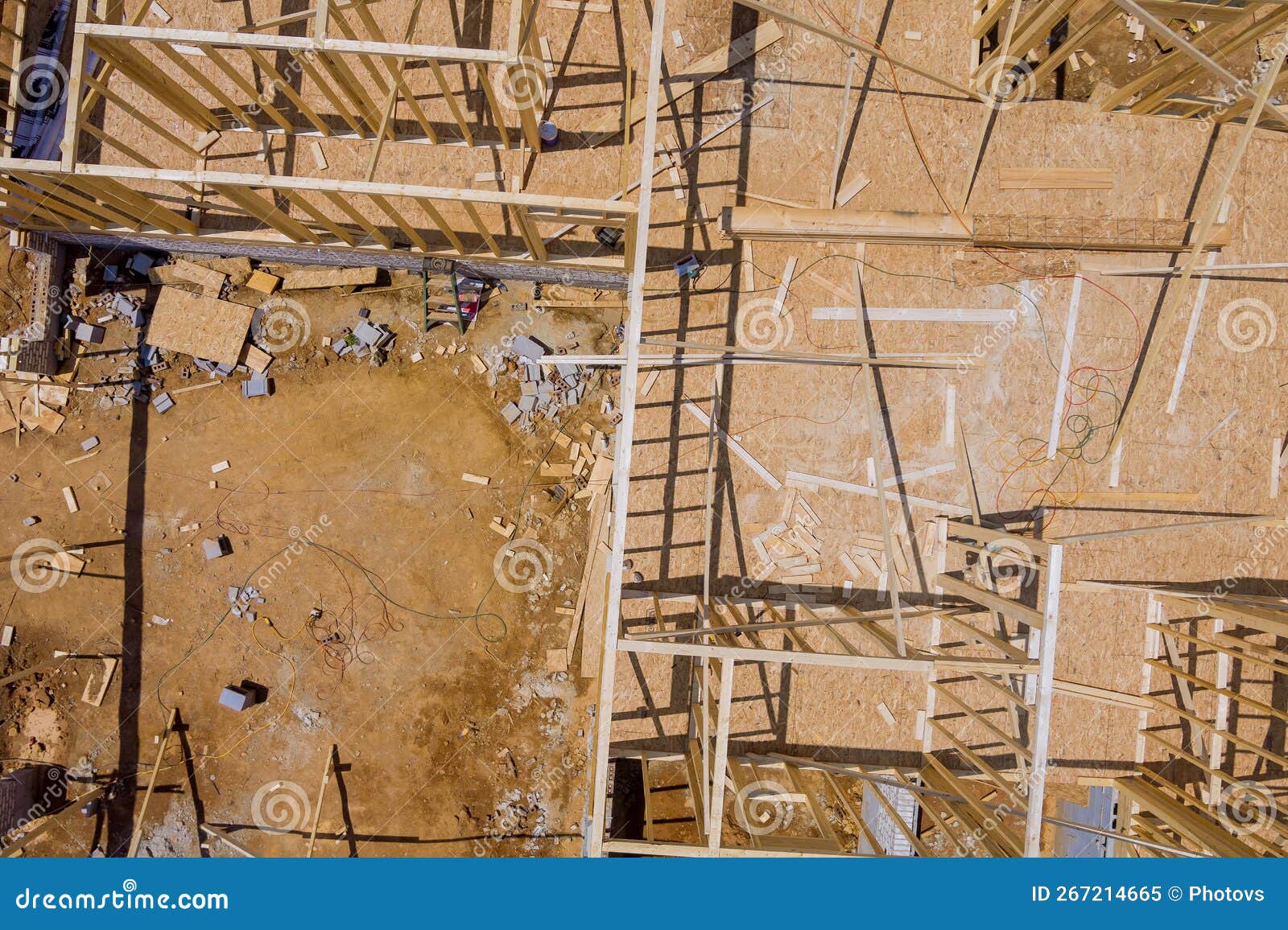 A Framework Beams of Under Construction New House Being Built in the ...