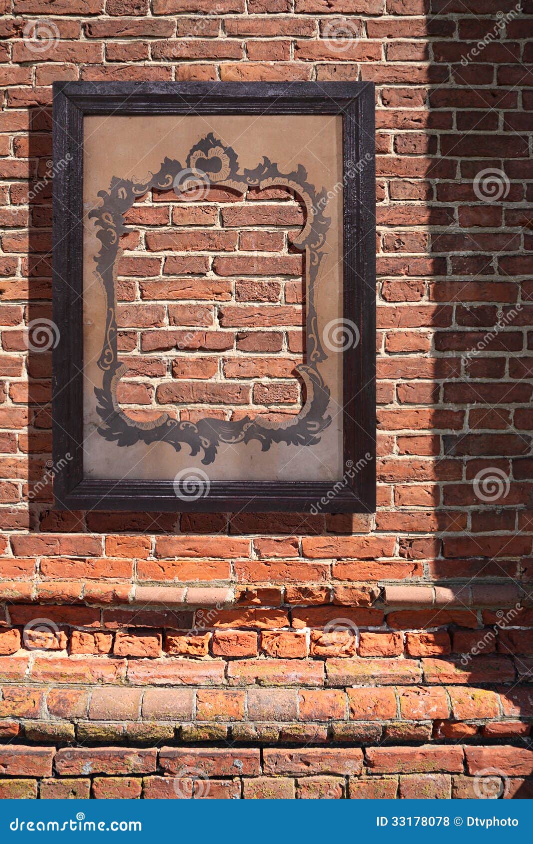 Framework on brick wall stock photo. Image of antique - 33178078