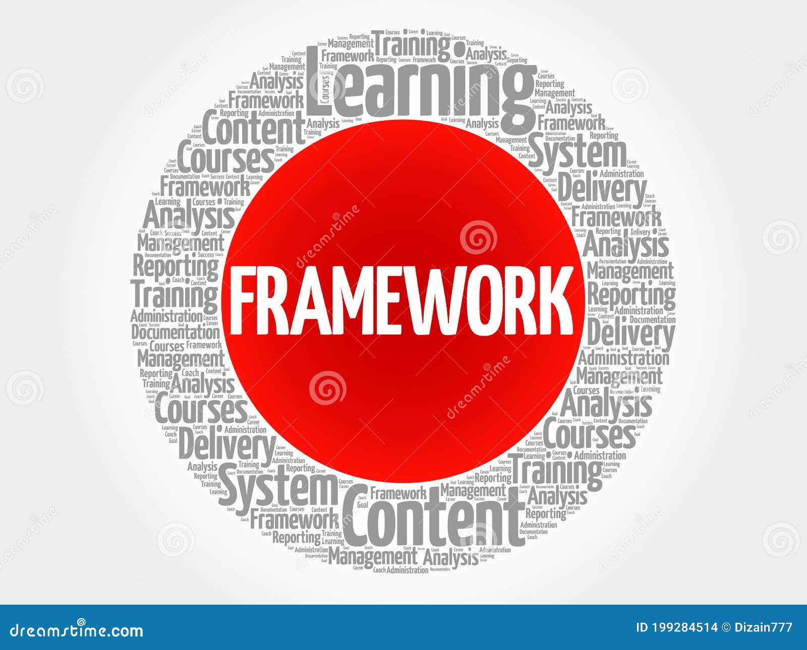 Framework Circle Word Cloud Stock Illustration - Illustration of ...