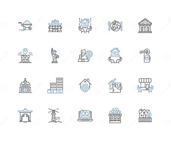 Framework Composition Line Icons Collection. Integration, Architecture ...