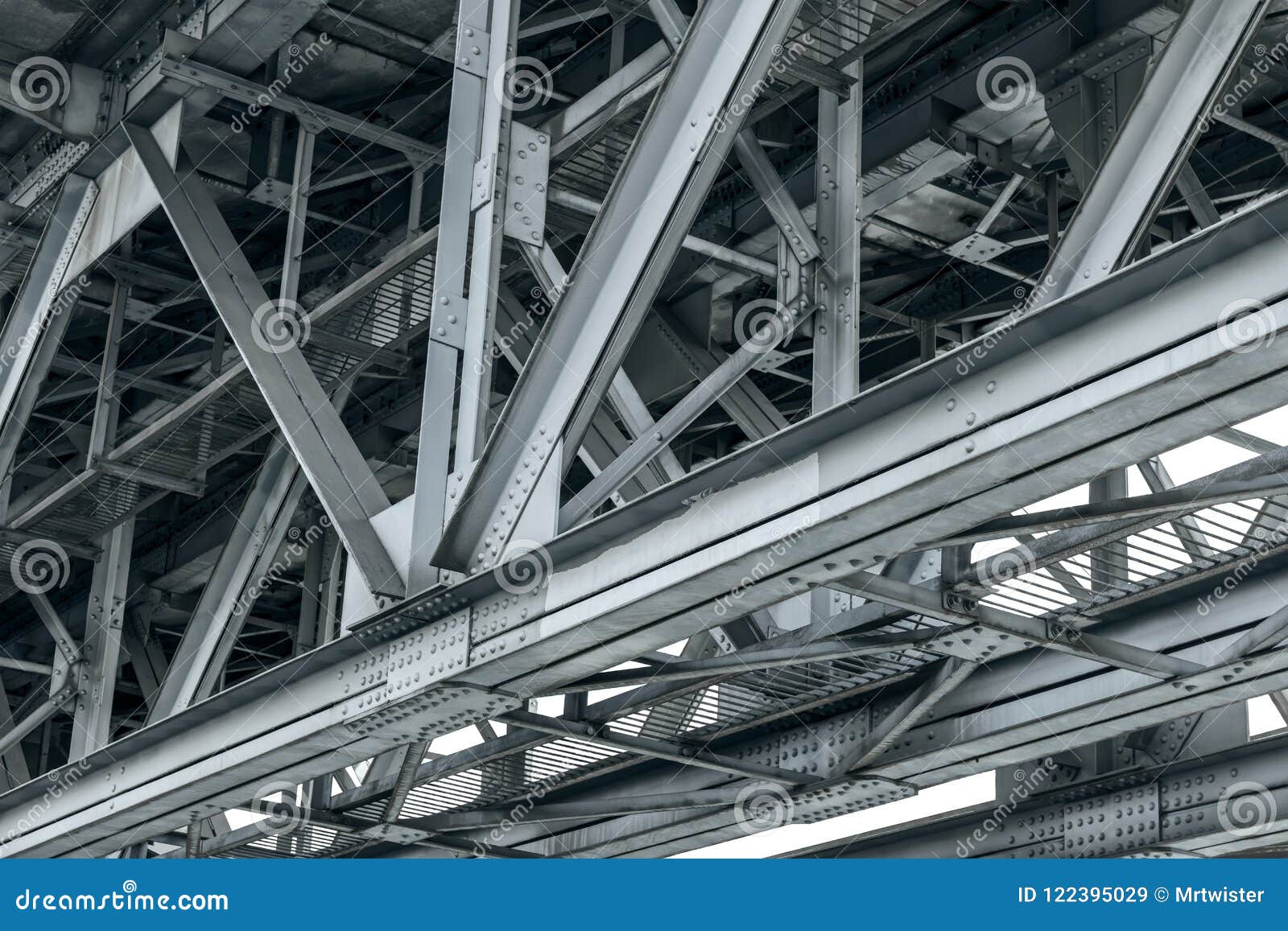Framework Detail of Metal Railroad Bridge. Bottom View Stock Image ...