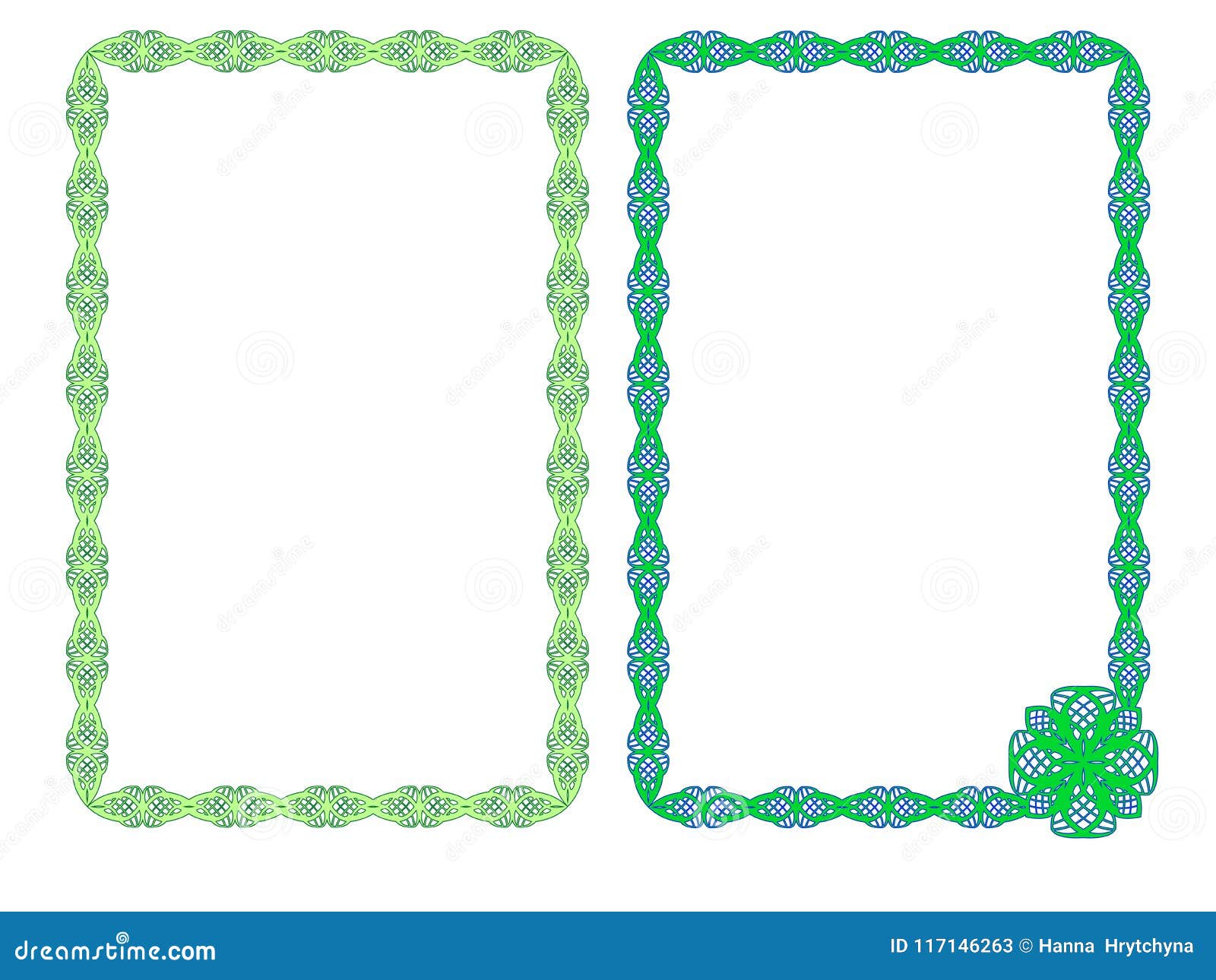 Framework. Frames with Ornament of Green Color. Openwork Ornament ...