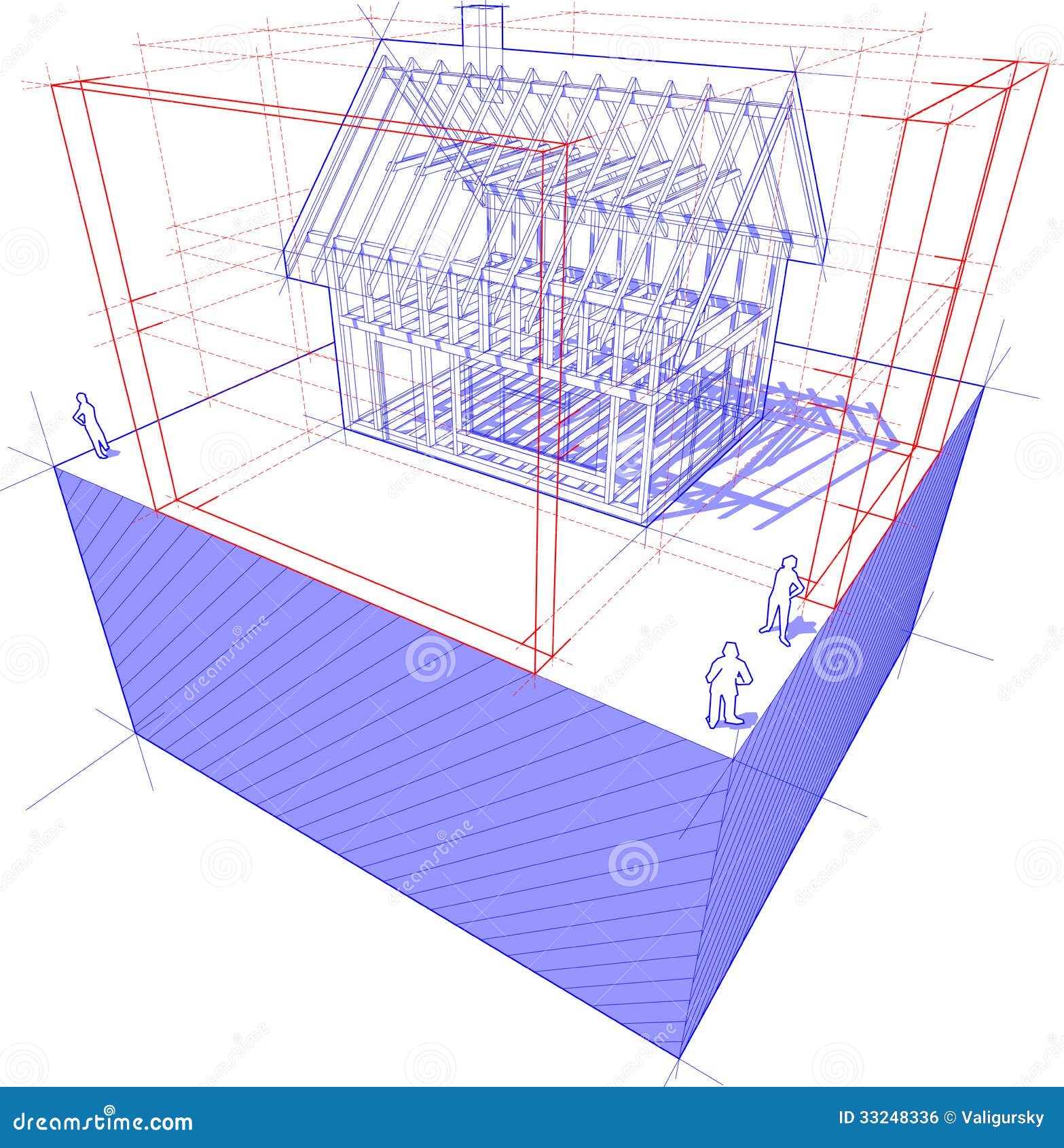 Framework House With Dimensions Diagram Cartoon Vector | CartoonDealer ...