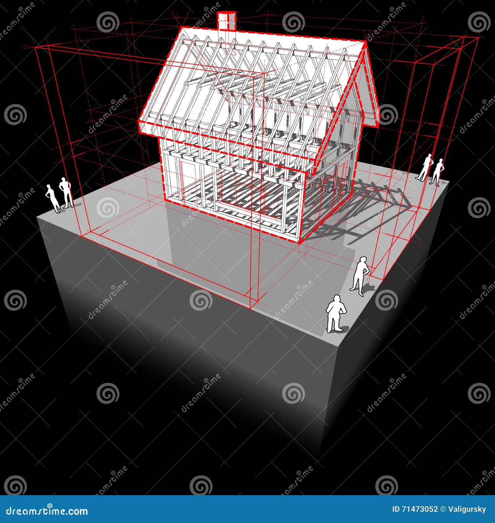 Framework House With Dimensions Diagram Vector Illustration ...