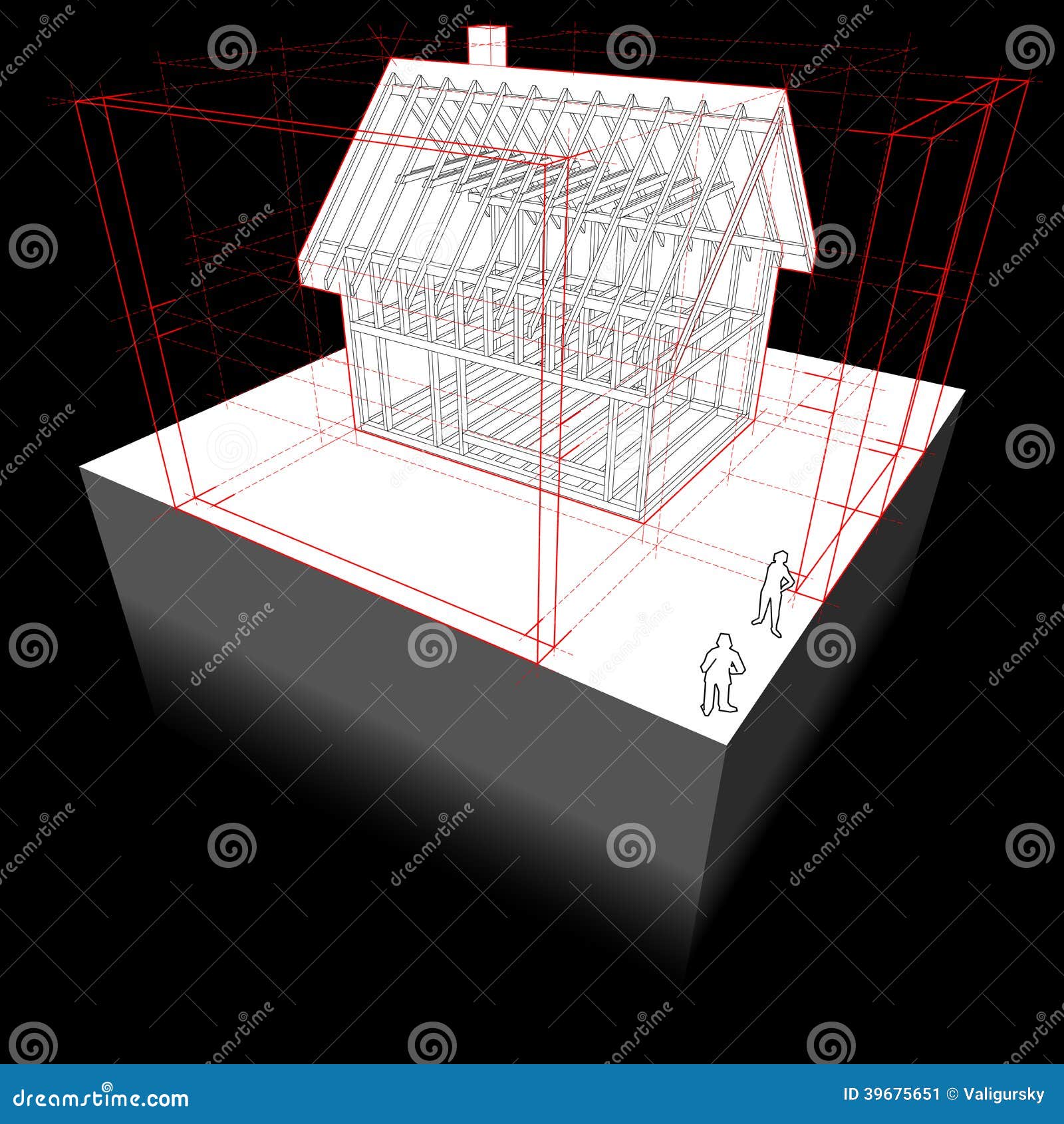 Framework House With Dimensions Diagram Vector Illustration ...