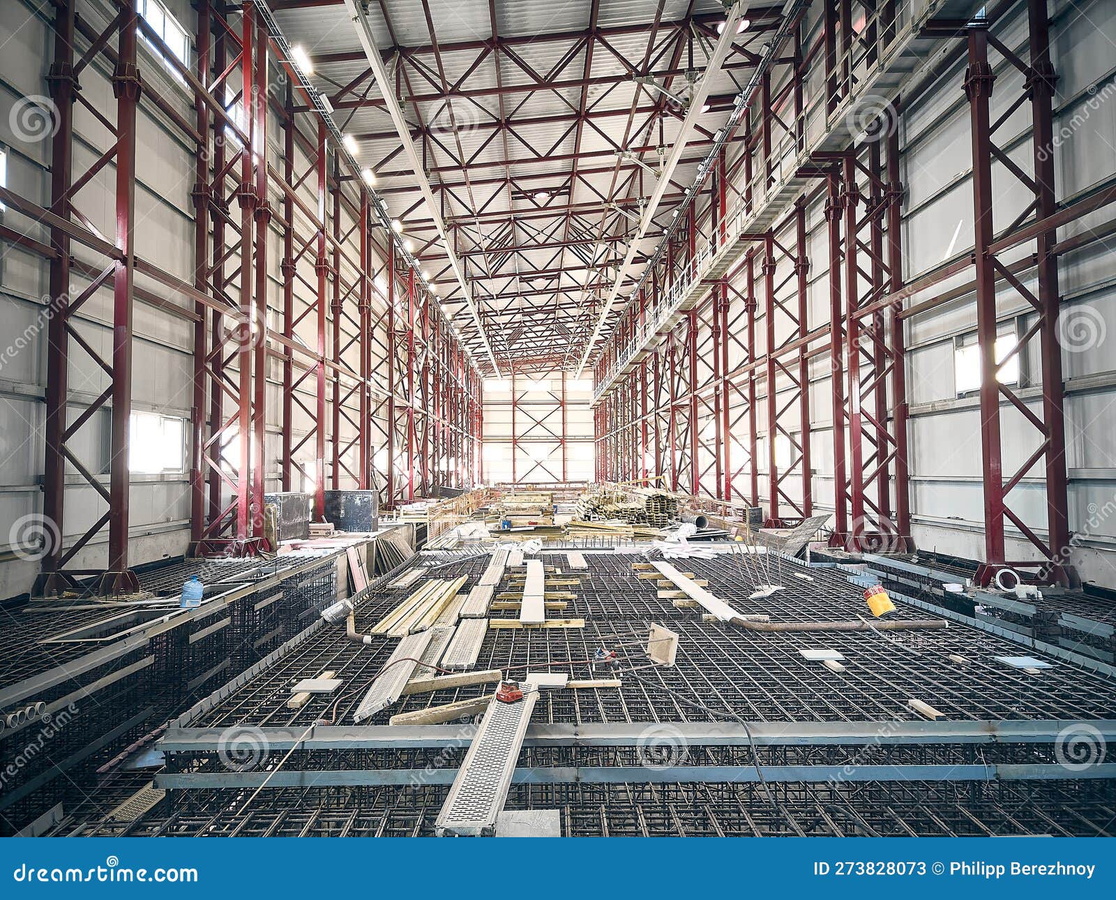Framework of Industrial Warehouse or Hangar Stock Image - Image of ...