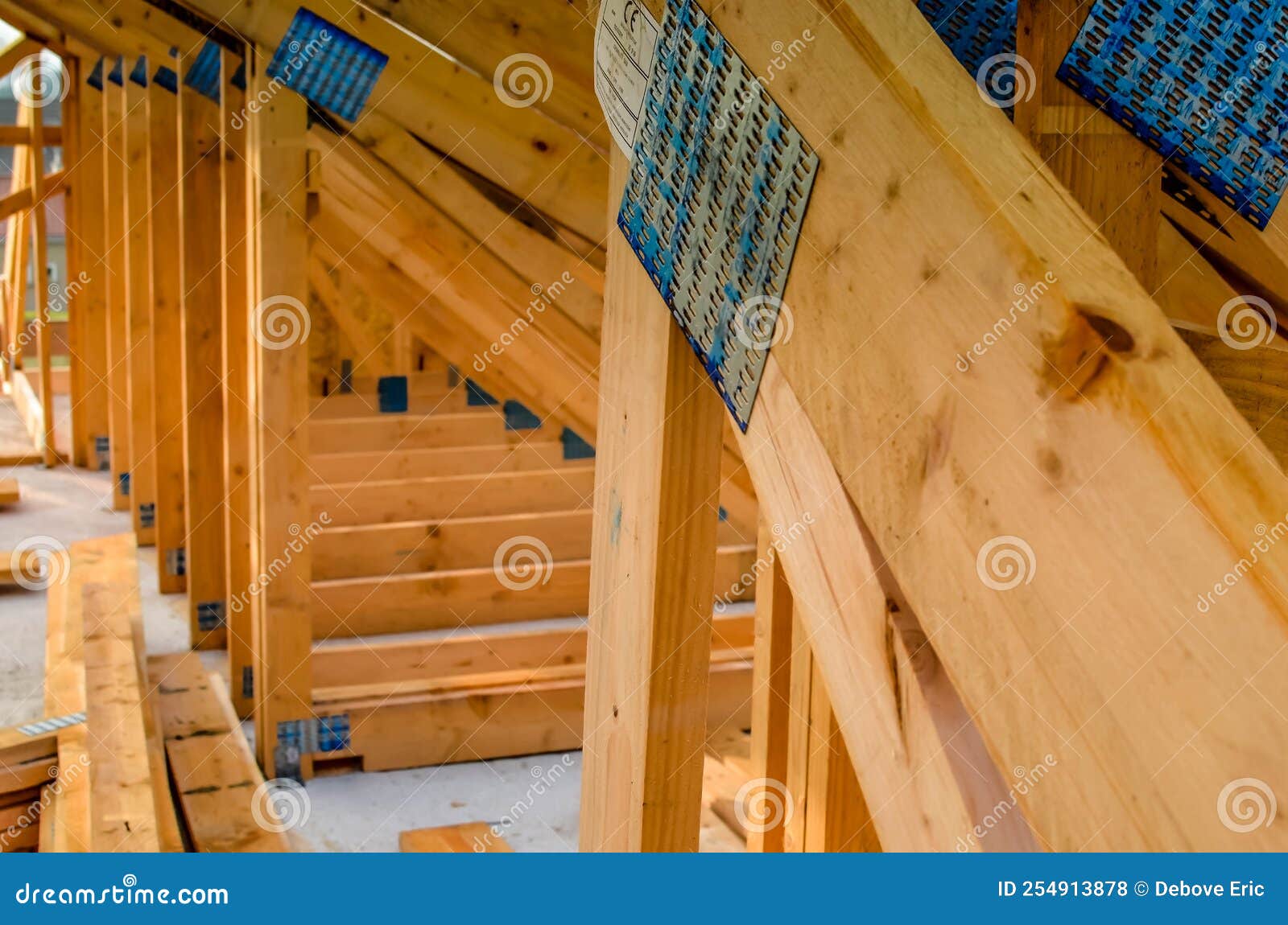 Timber Frame of Detached House Close-up Stock Photo - Image of plan ...