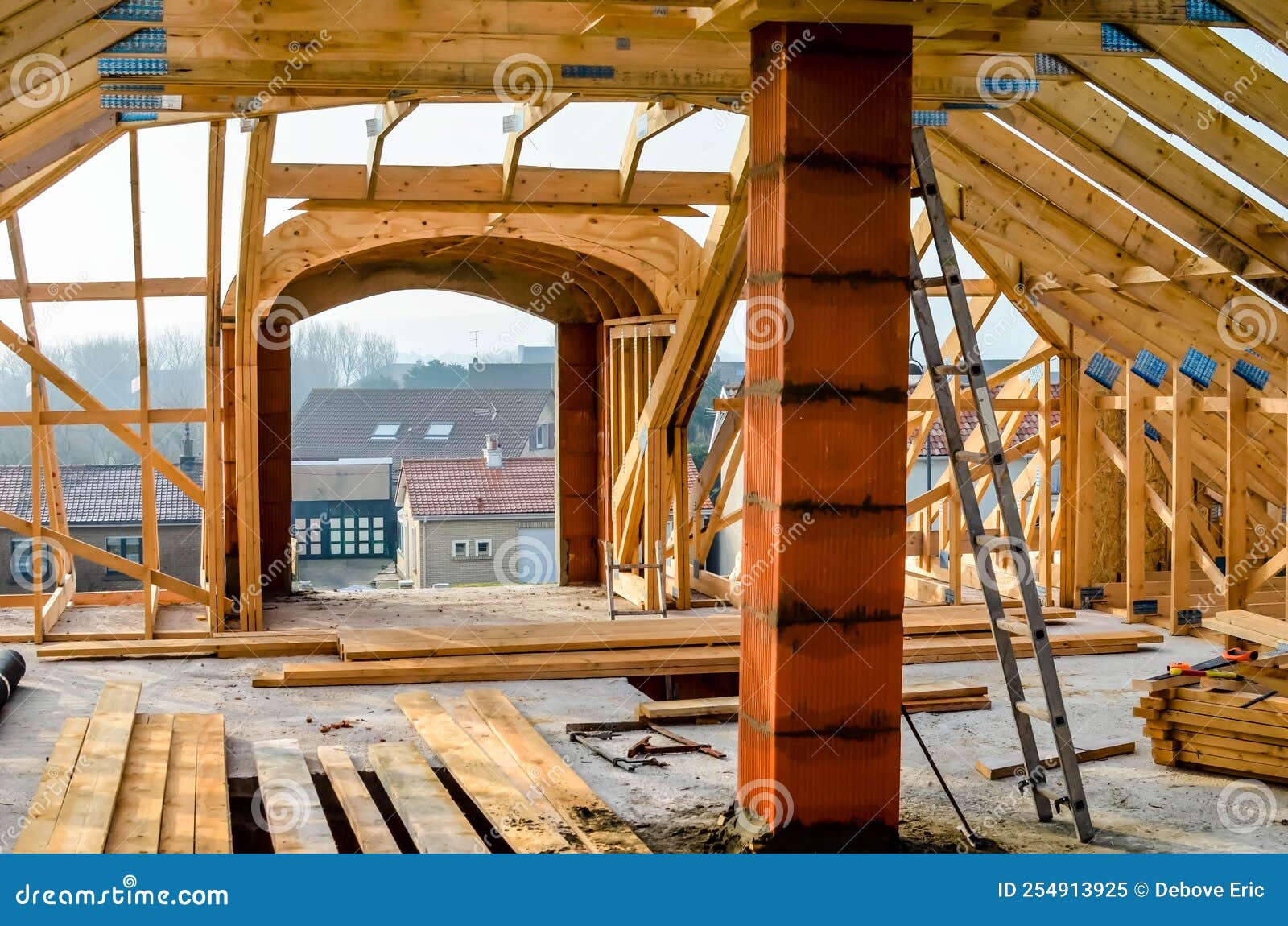 Timber Frame of Detached House Close-up Stock Image - Image of skeleton ...