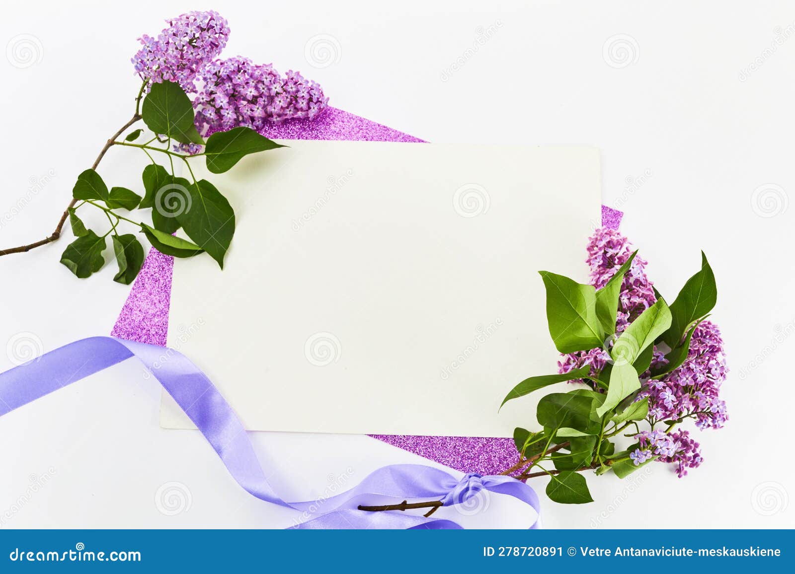 Framework of Lilac Flowers on White Background. Top View, Flat Lay ...